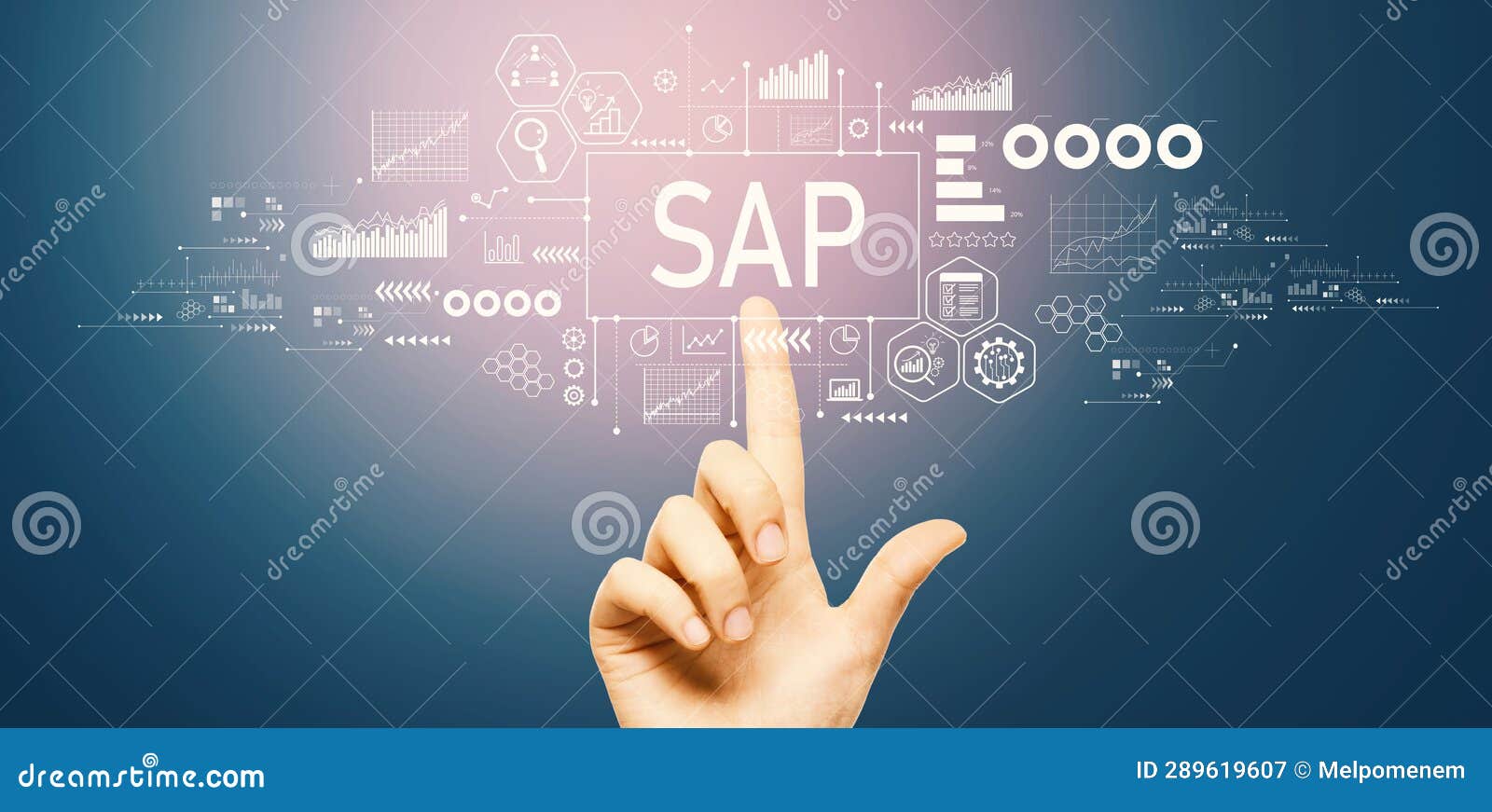 SAP Theme with Hand Pressing a Button Stock Image - Image of company ...