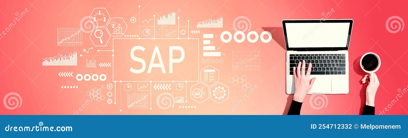 SAP Theme with Person Using a Laptop Stock Photo - Image of program ...