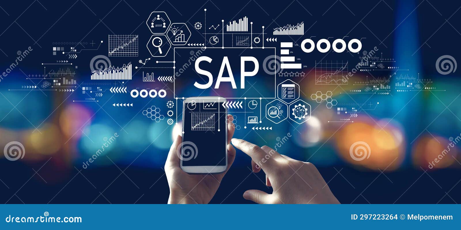 SAP Theme with Person Using a Smartphone at Night Stock Photo - Image ...