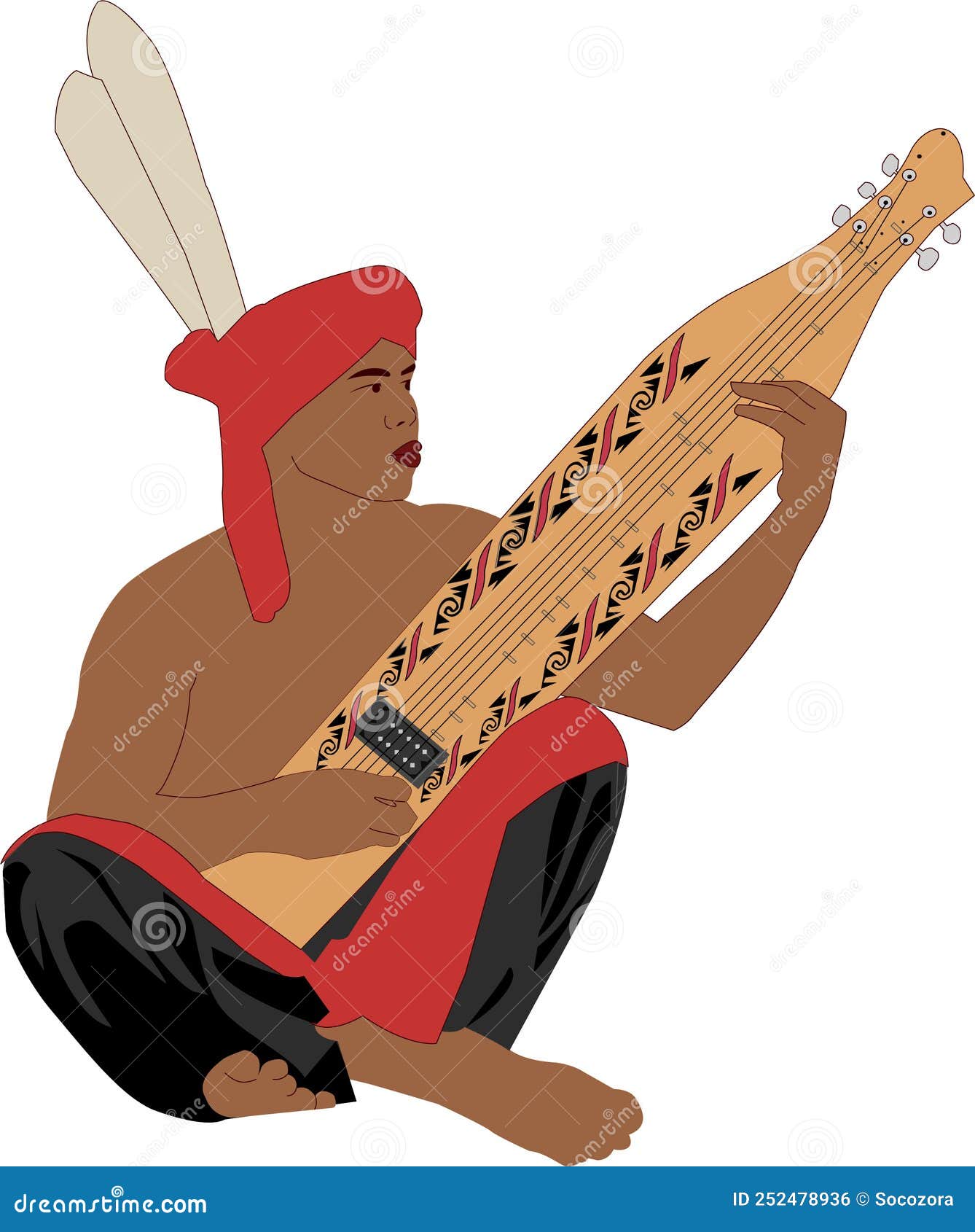 Sape Dayak Flat Illustration Vector Stock Vector - Illustration of ...