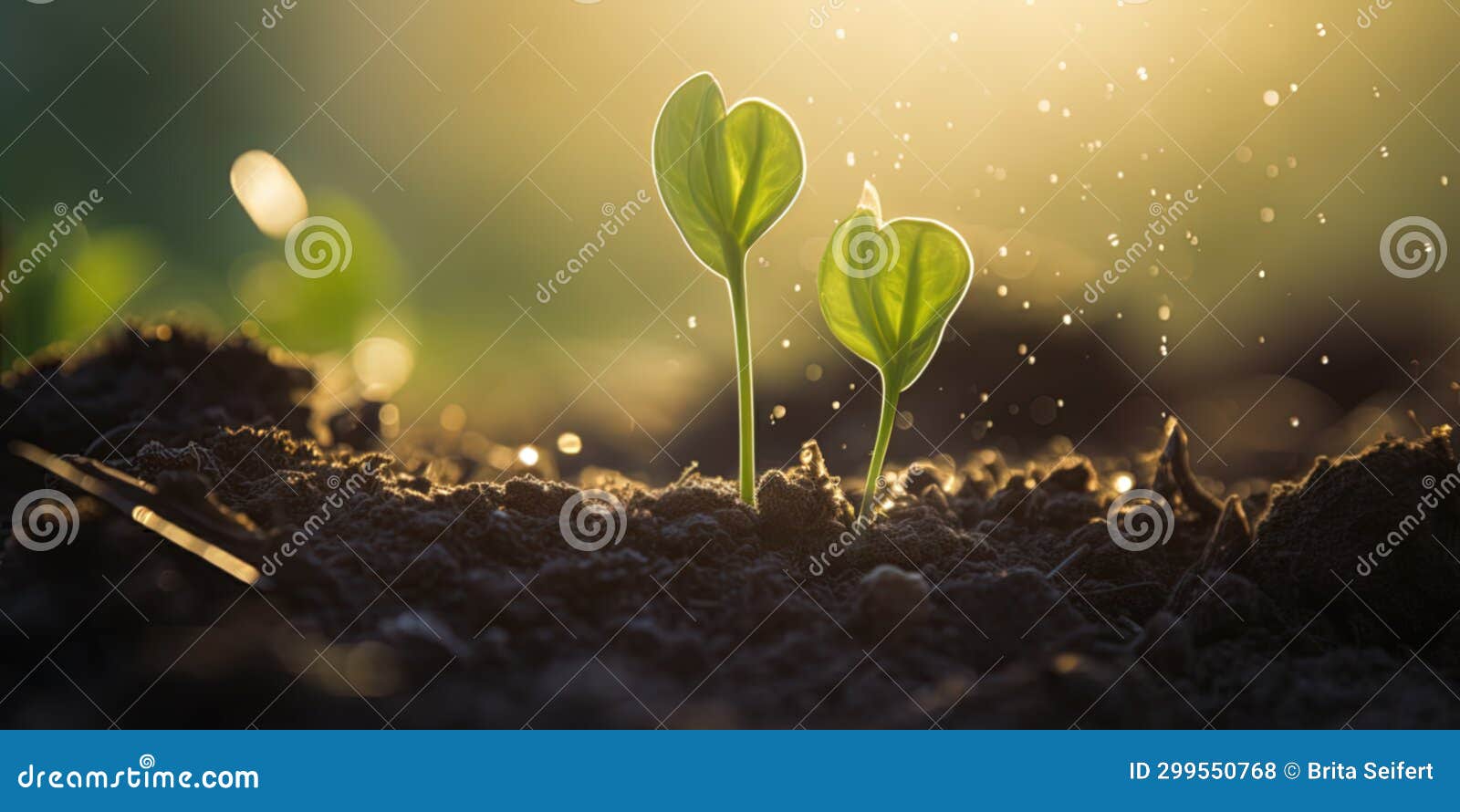 The Sapling are Growing from the Soil with Sunlight Stock Illustration ...