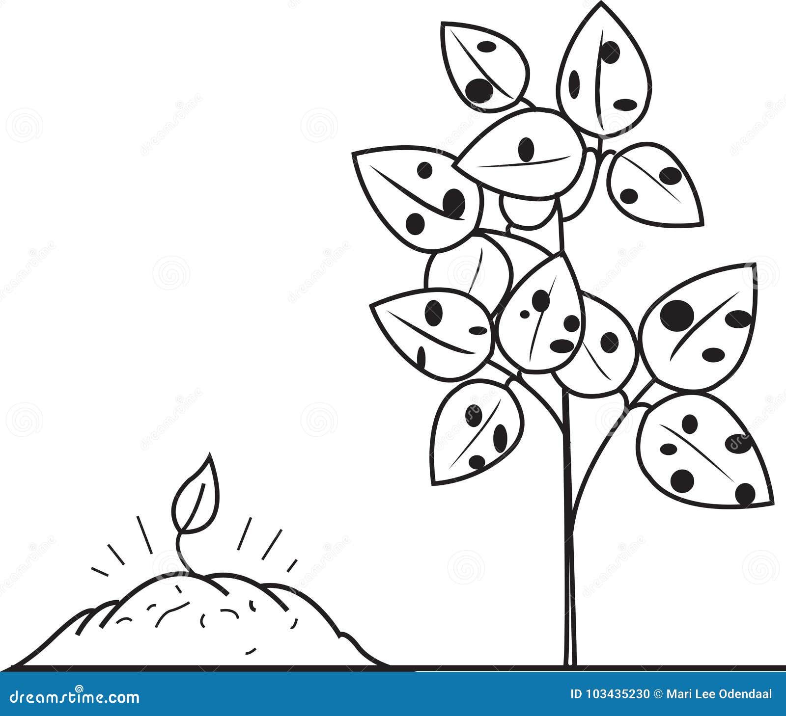 Sapling and Plant Vector Line Stock Vector - Illustration of ground ...