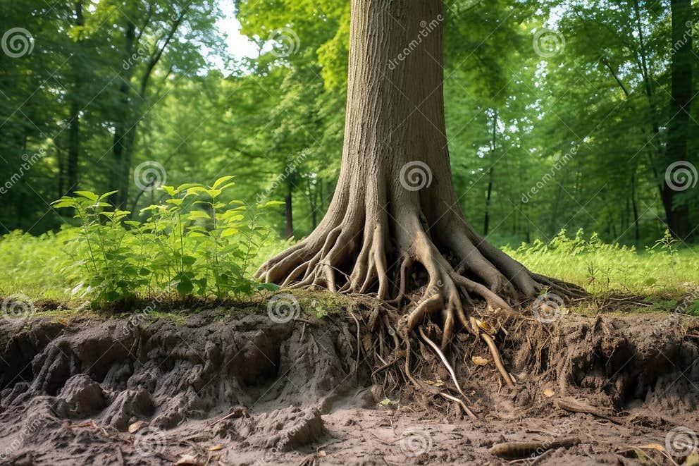 Sapling, Young Tree, and Mature Tree Roots Comparison Stock Photo ...