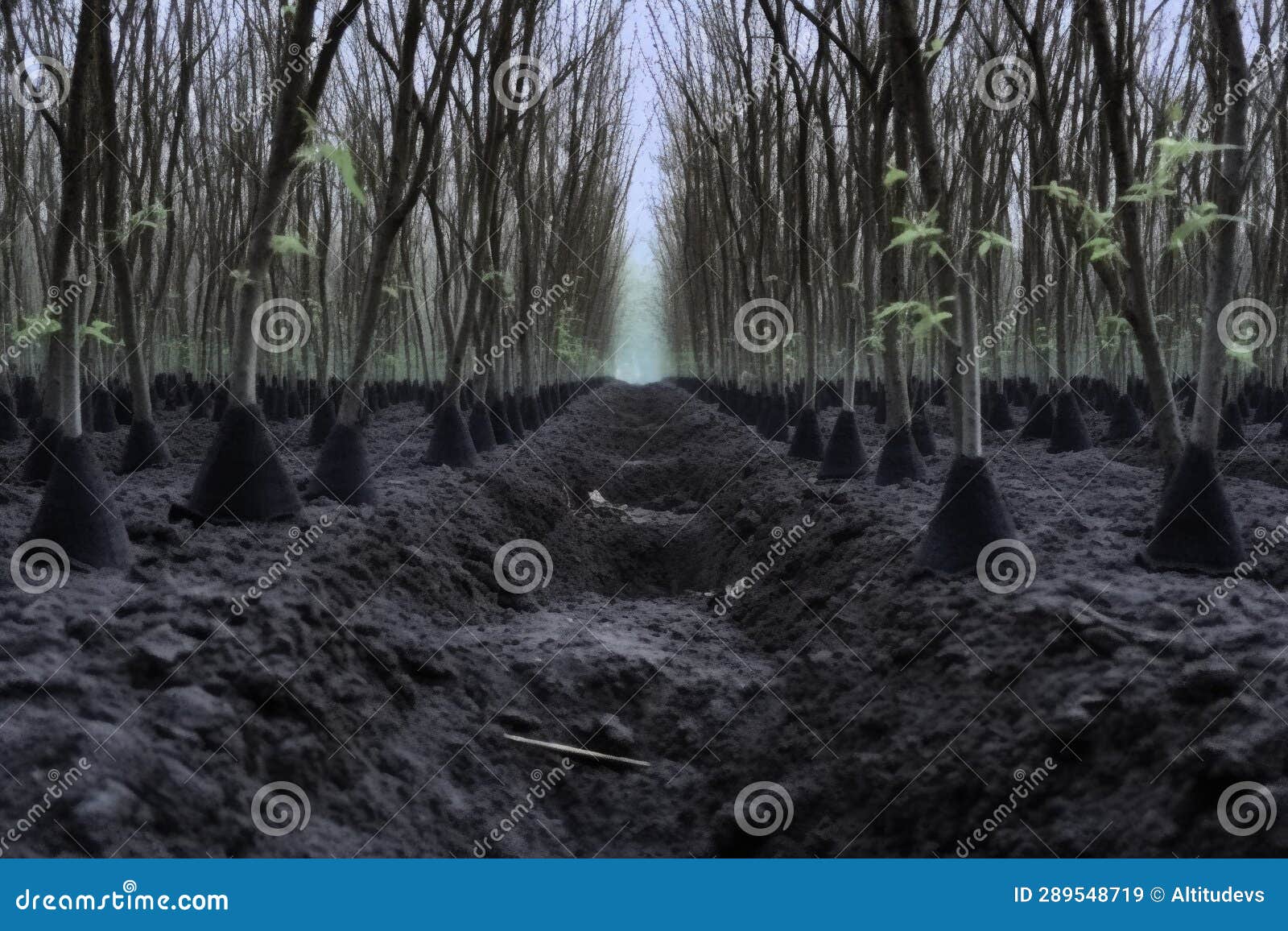 Saplings Thriving in Nutrient-rich Ash-covered Ground Stock ...