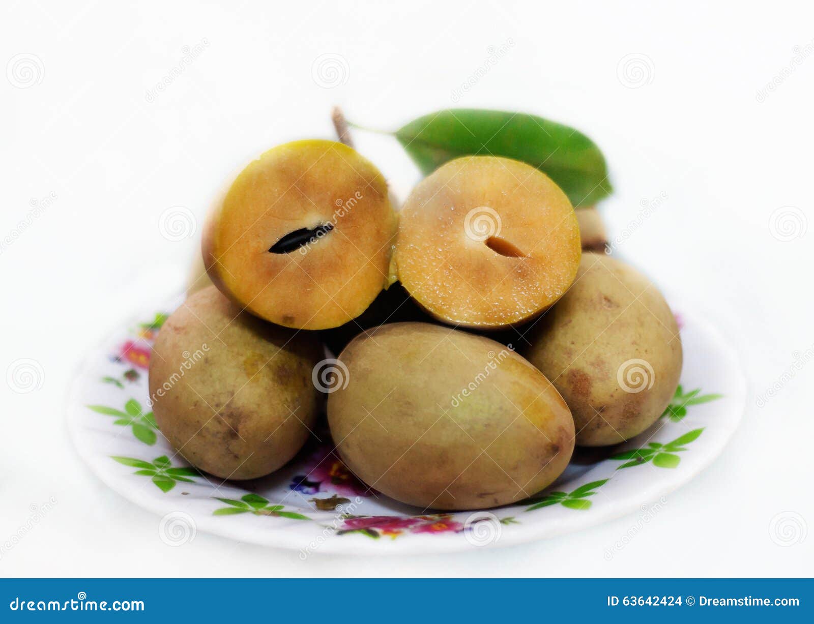 Sapoche or sapodilla fruit stock photo. Image of dish - 63642424