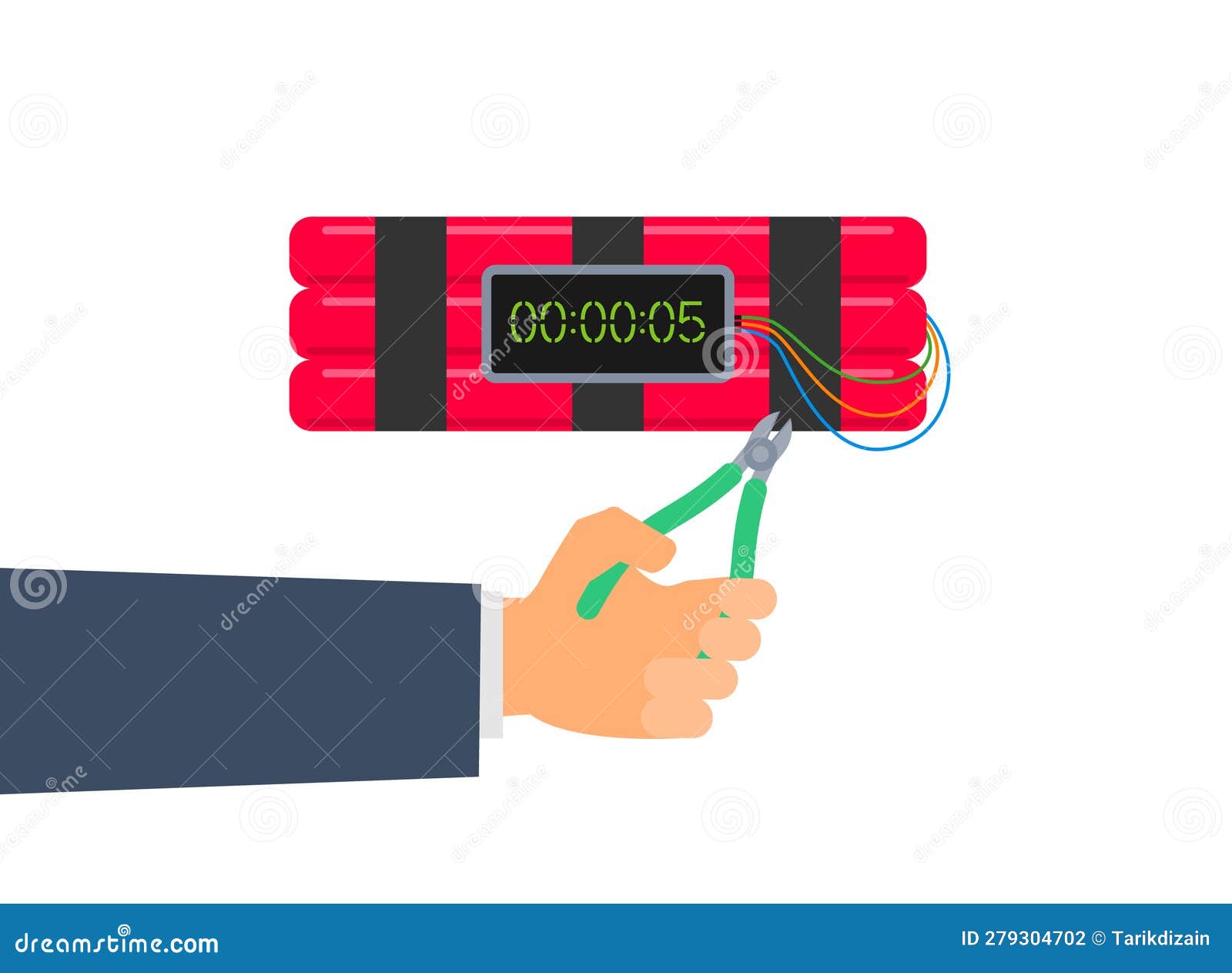 Sapper Hand Using Pliers Cut Wire of the Time Bomb Vector Stock Vector ...