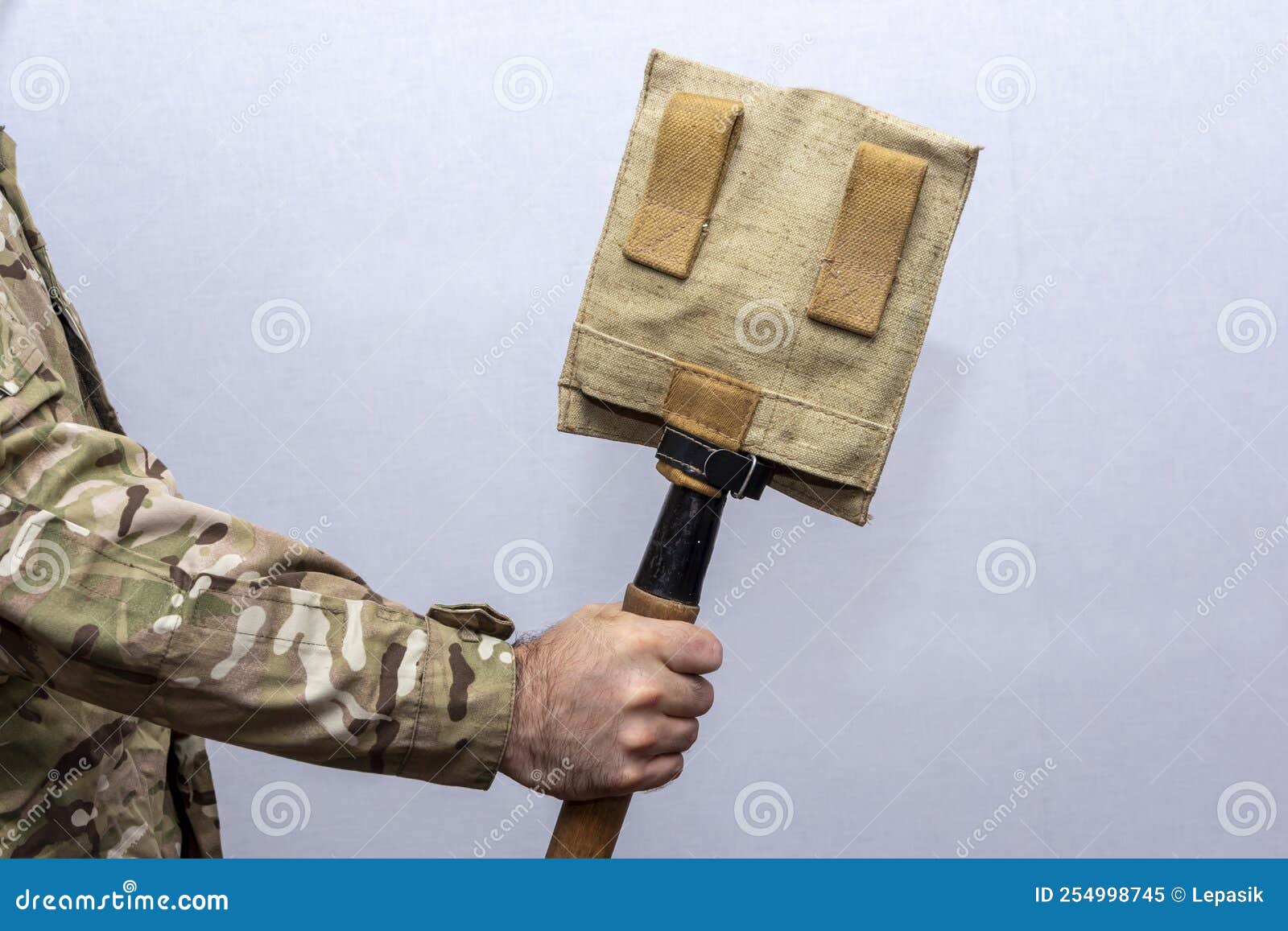 A Sapper Shovel in a Closed Case in the Hand of an American Military on ...