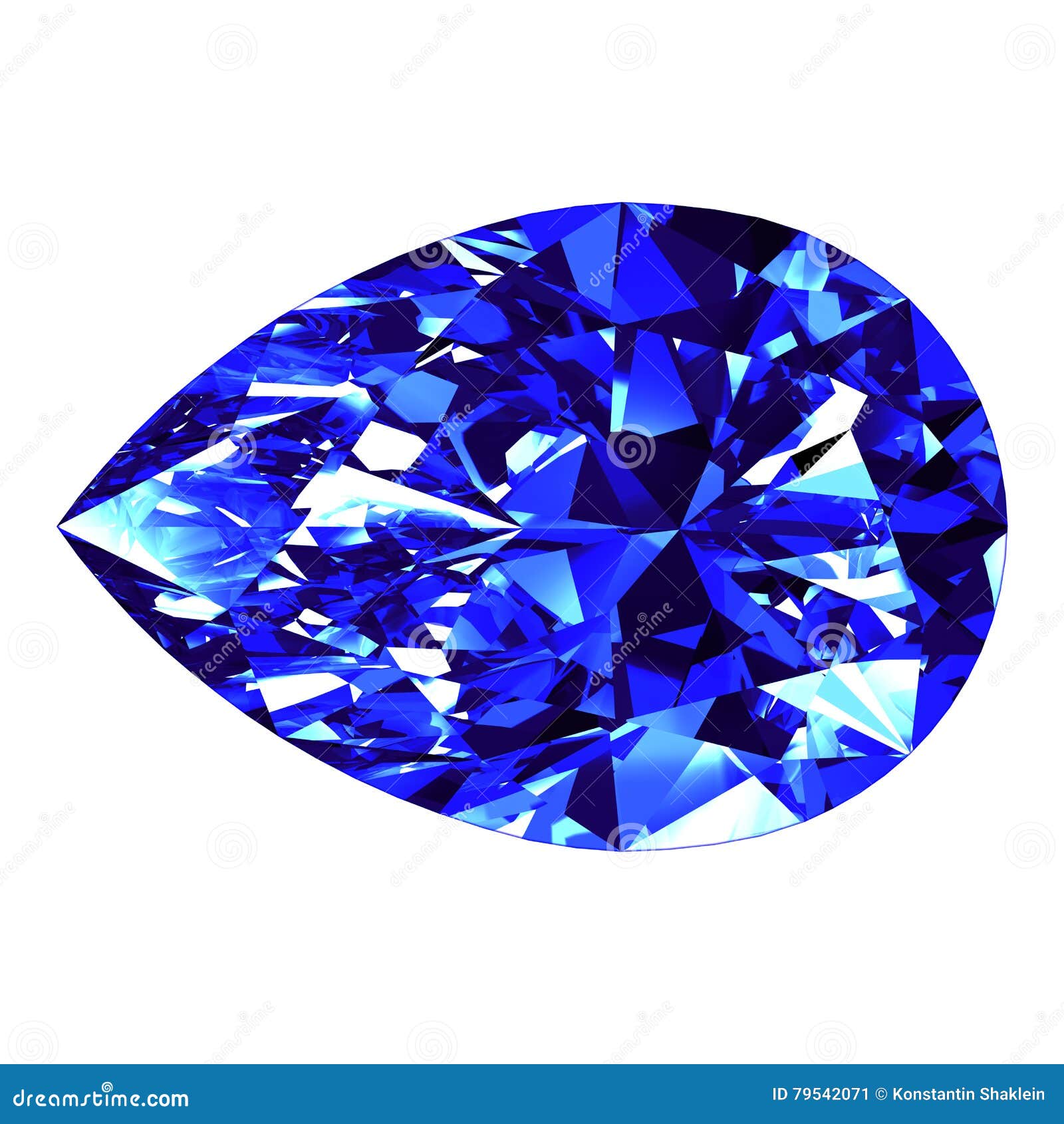 Sapphire Pear Cut Over White Background Stock Illustration ...