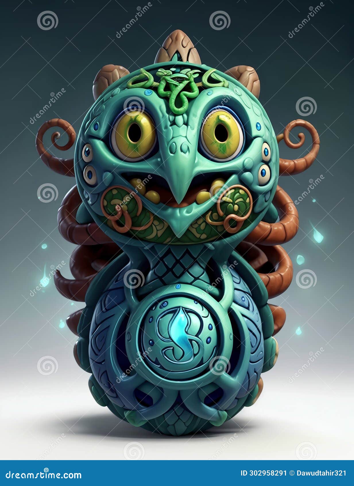 Sapphire Serpent a Stunning 3D Realistic Rendering of a Serpent with a ...