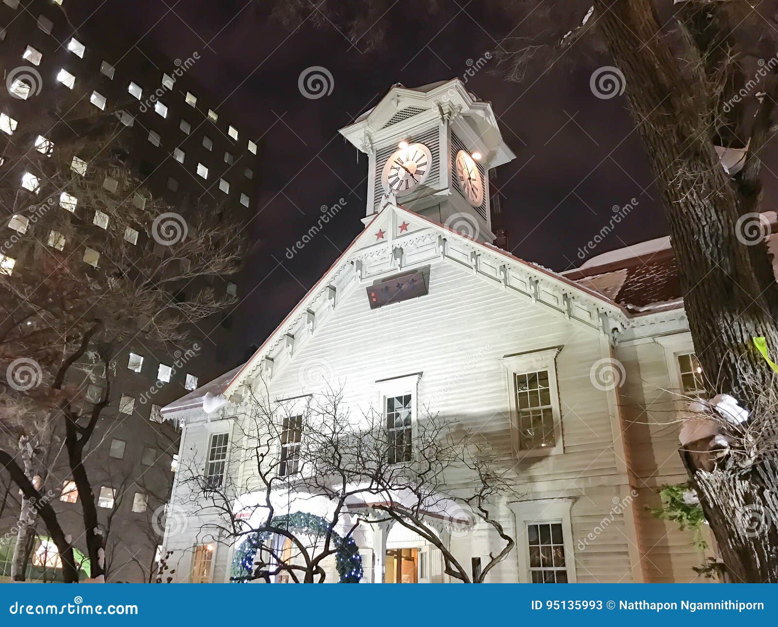 SAPPORO, JAPAN - DEC 17, 2016: a Symbolic Clock Tower in Sapporo Stock ...