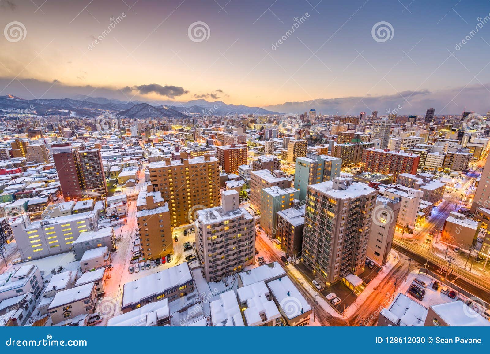 Japan Winter Landscape, Hill With Trees And Snow. Rausu Is Mountain ...