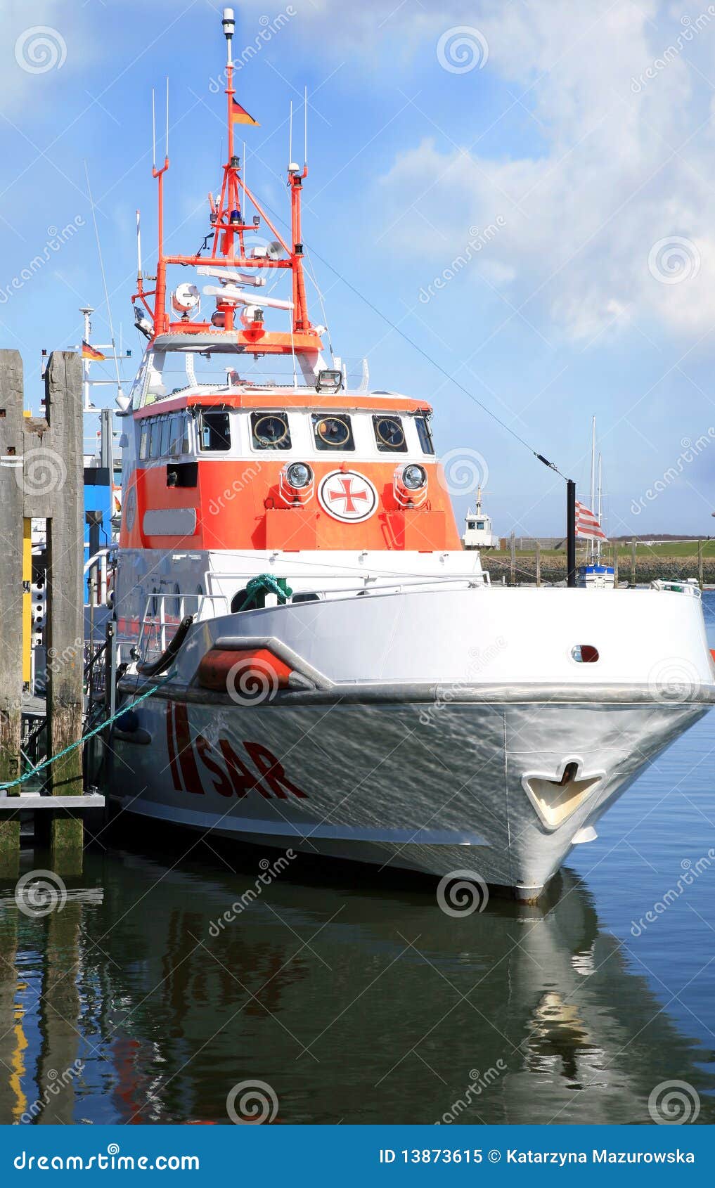 SAR Boat on the Port. North Sea. Stock Image - Image of german, jetty ...