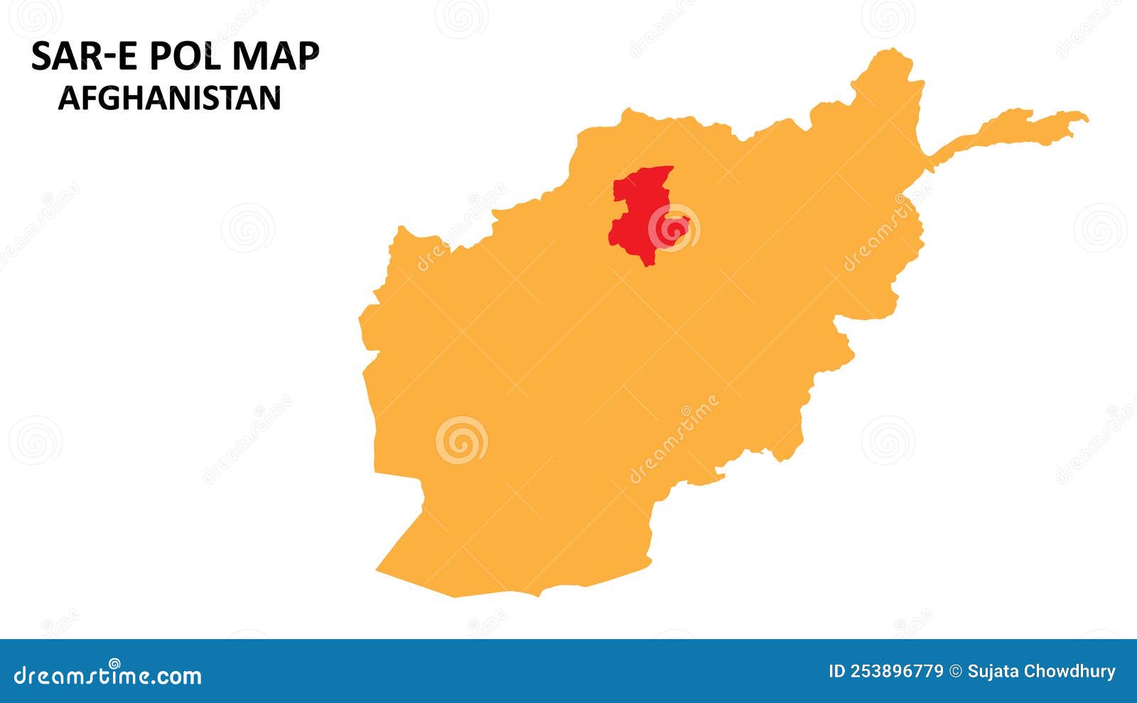 Sar E Pol State And Regions Map Highlighted On Afghanistan Map Cartoon ...