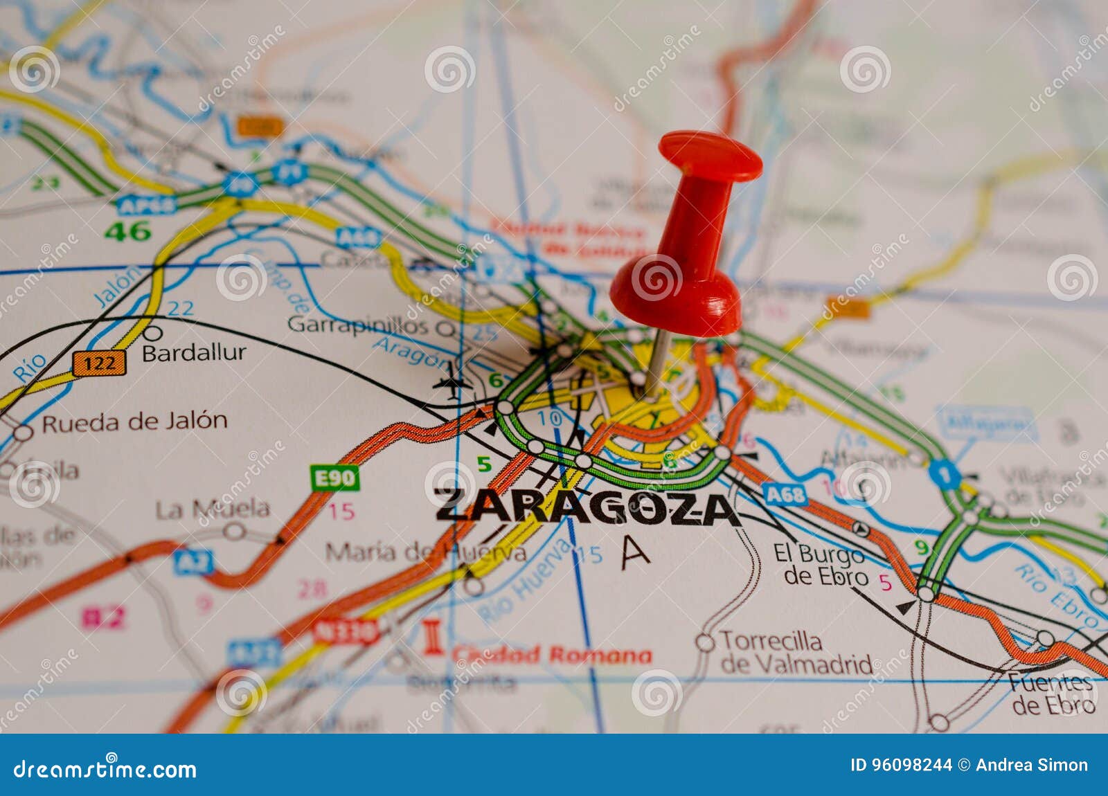 Saragossa auf Karte stockfoto. Bild von mittelmeer, karte - 96098244