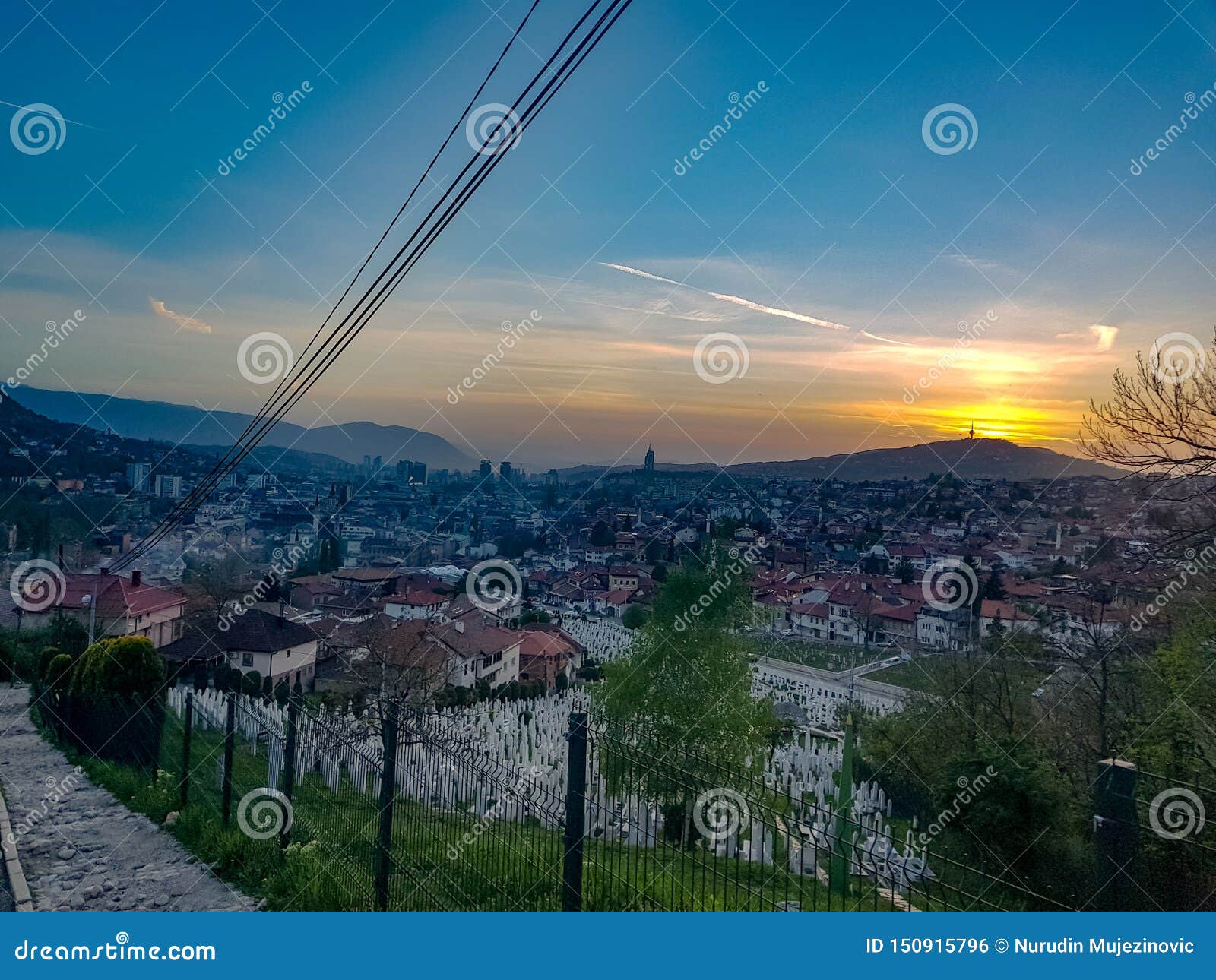 Sarajevo at sunset stock photo. Image of urban, scenery - 150915796