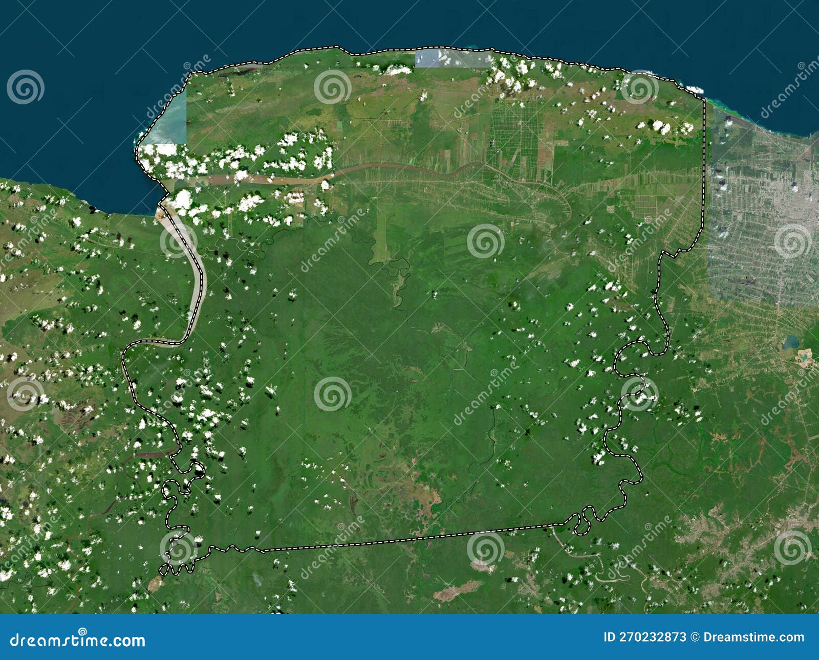 Saramacca, Suriname. High-res Satellite. No Legend Stock Illustration ...