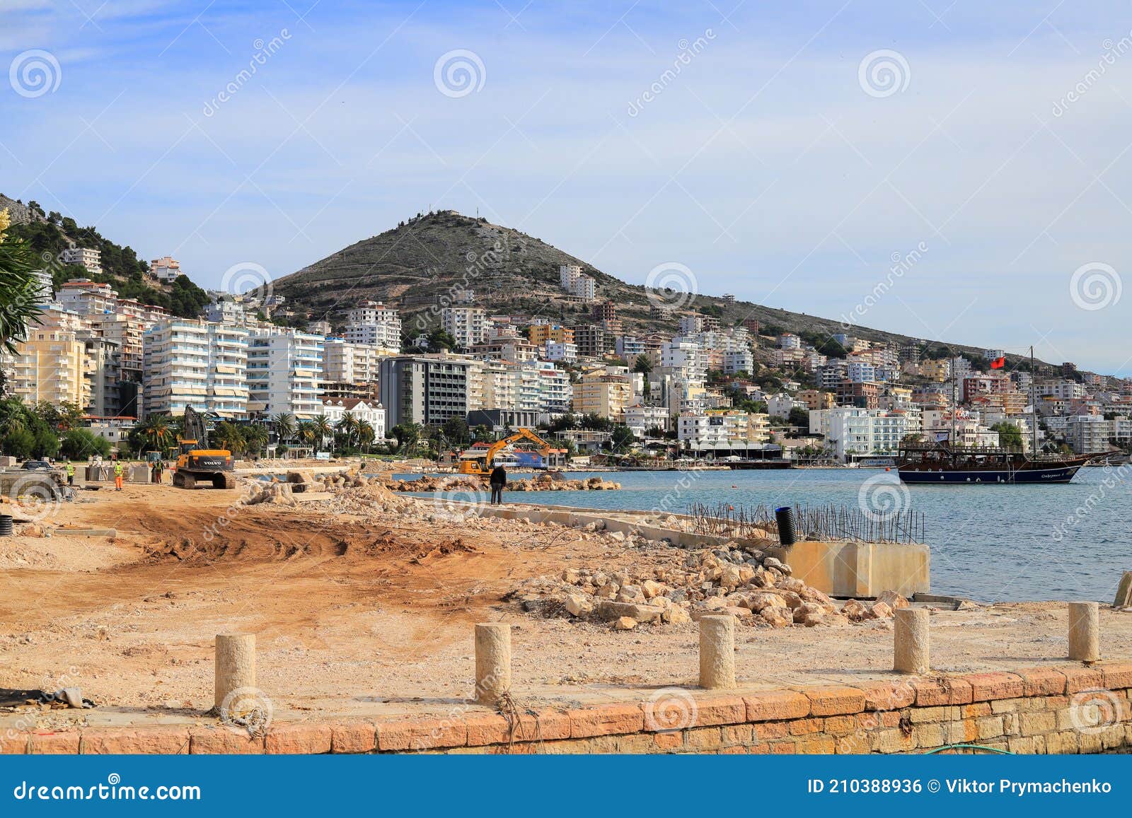 Saranda, Albania - 18 October, 2020: Renovation and Construction of the ...