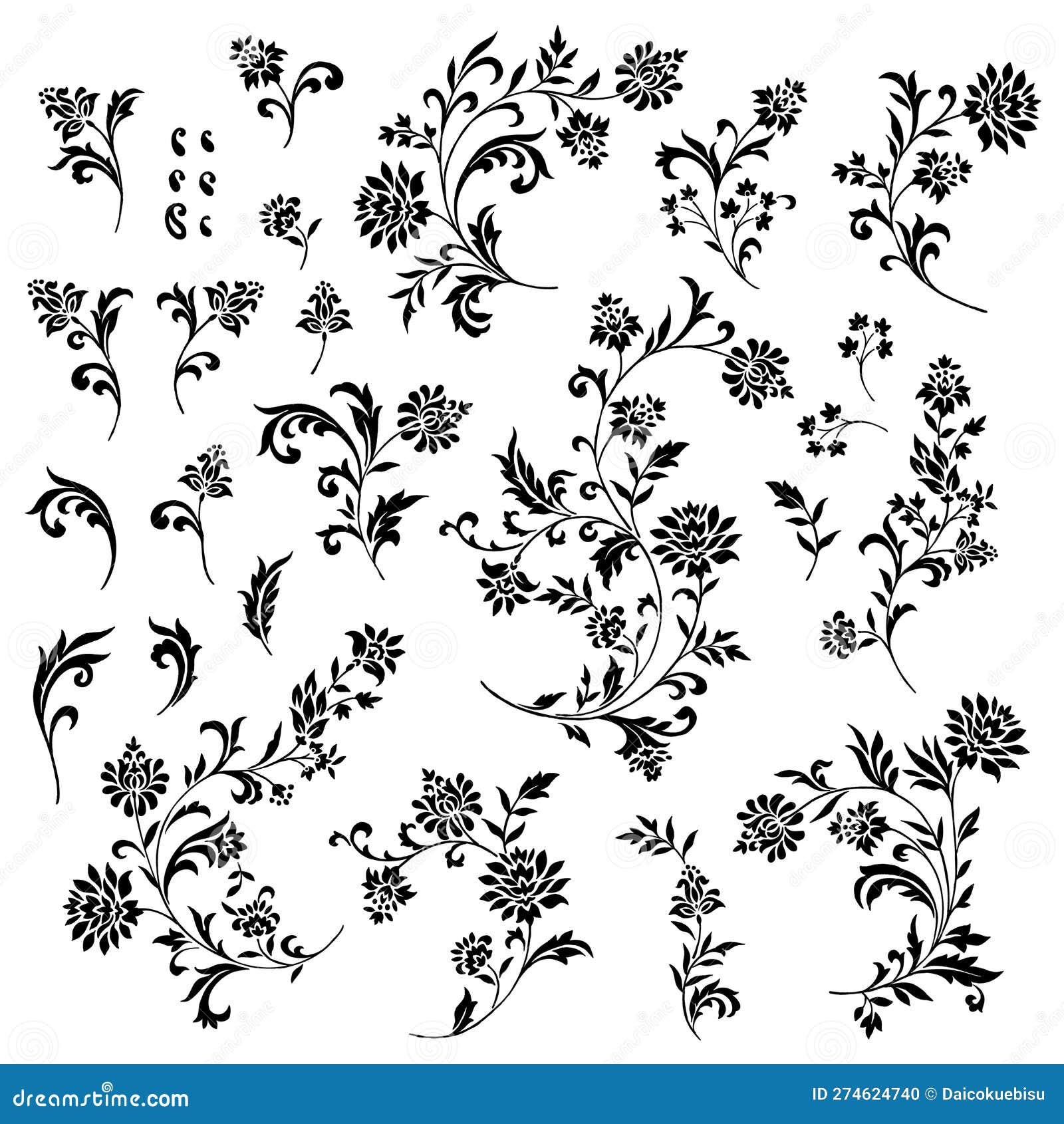 Sarasa Pattern Production Material Collection, Stock Vector ...