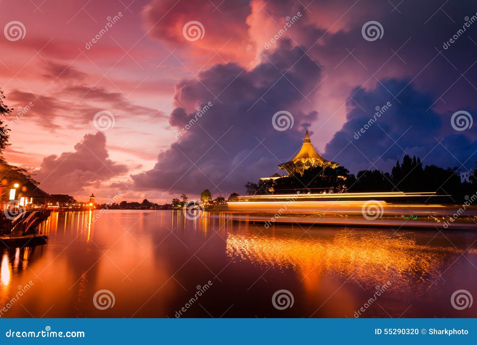 Kuching Waterfront River stock photo. Image of state - 55290320