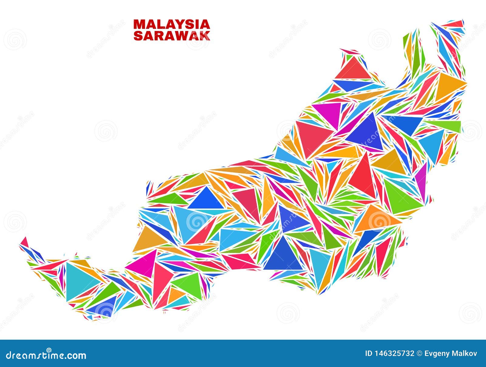 Sarawak State Map - Mosaic of Color Triangles Stock Vector ...