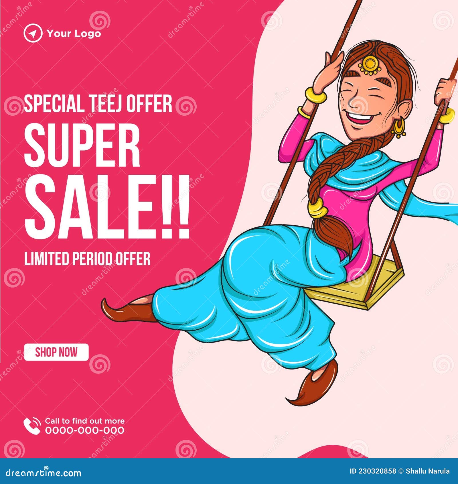 Banner Design of Special Teej Offer Super Sale Stock Vector ...