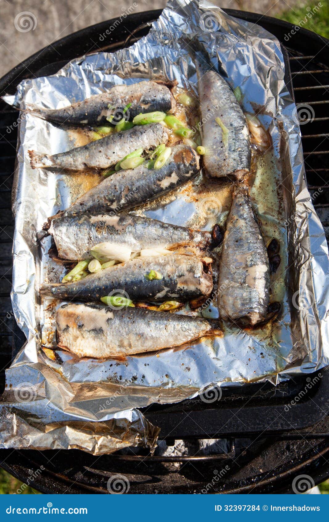 Sardines on the barbecue stock photo. Image of pilchards - 32397284