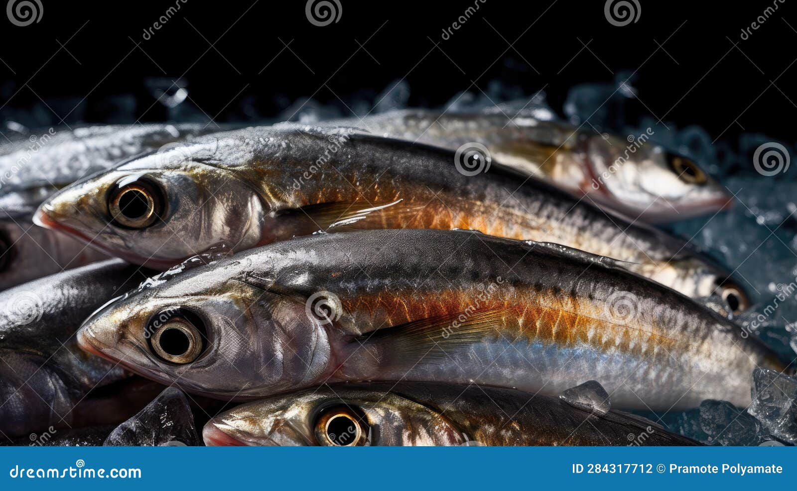 Sardines Fish on Ice in the Market. Sardine Fish Stock Illustration ...