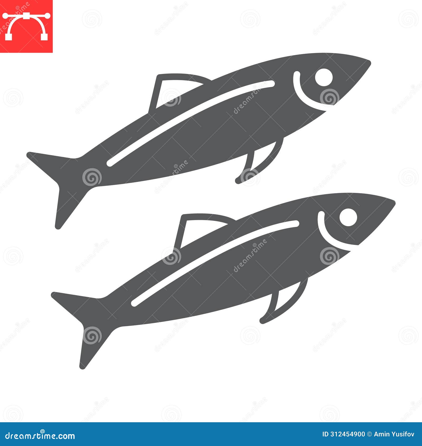 Sardines glyph icon stock vector. Illustration of sign - 312454900