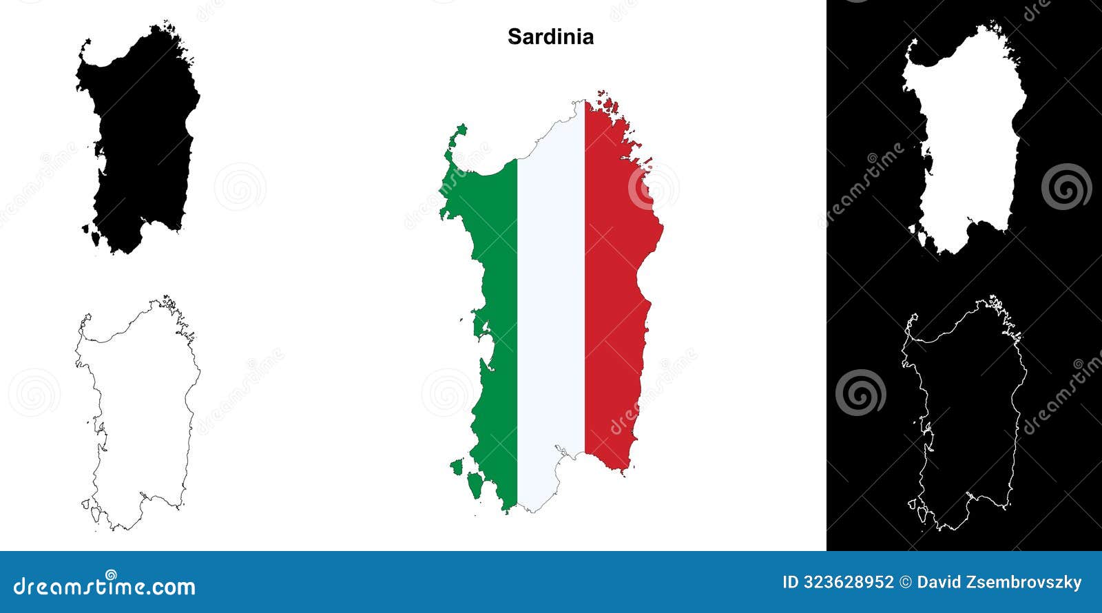Sardinia Outline Map Island Shape Italy Vector Illustration ...