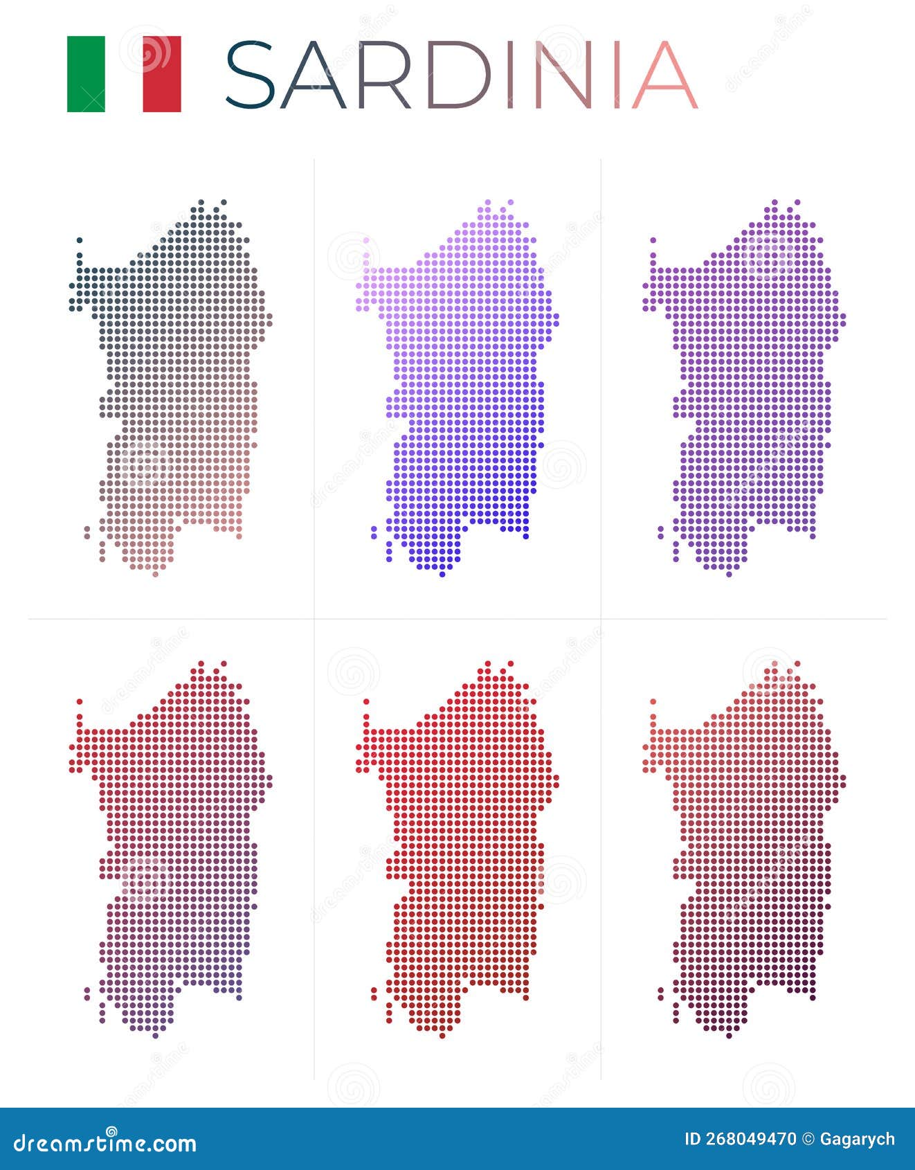 Sardinia dotted map set. stock vector. Illustration of national - 268049470
