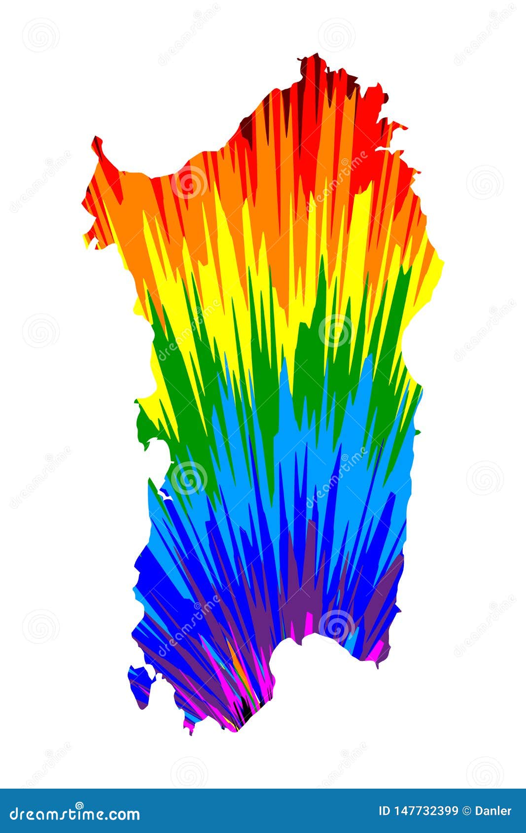 Sardinia - Map is Designed Rainbow Abstract Colorful Pattern, Italian ...