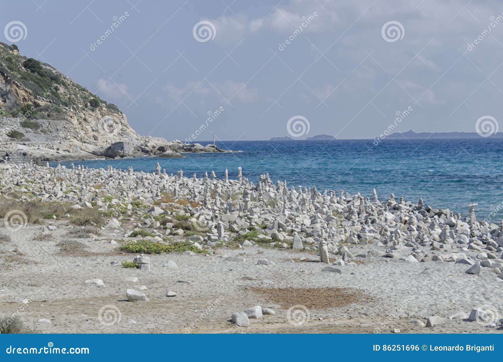 Sardinian Beach with Stone Monuments Stock Photo - Image of capo ...