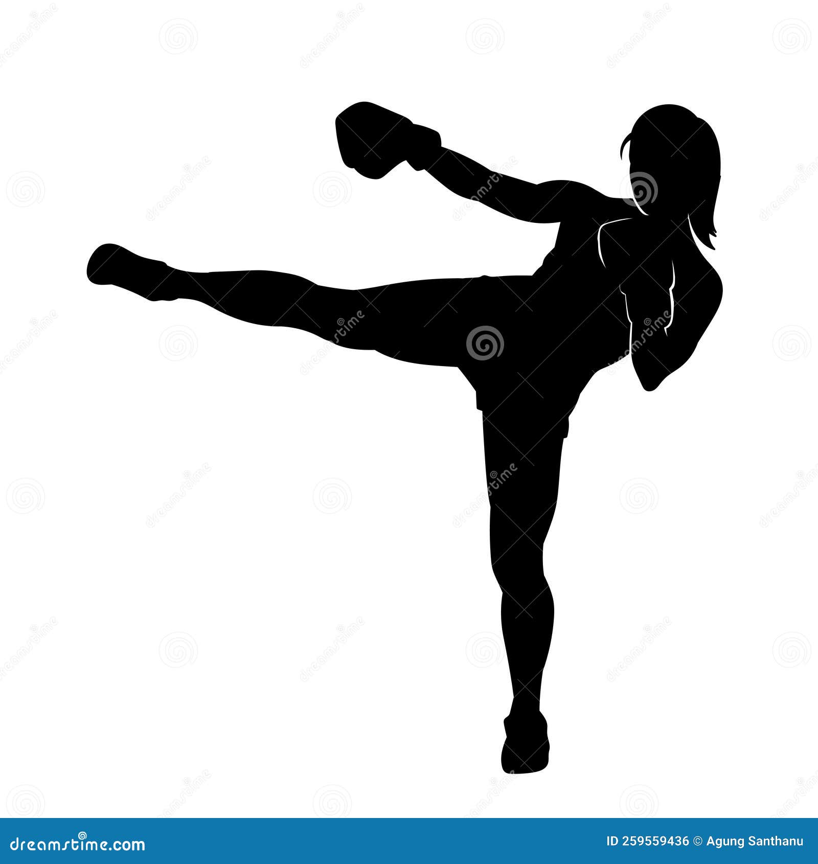 Kickboxing Athlete with Glove Vector Silhouette on White Background ...