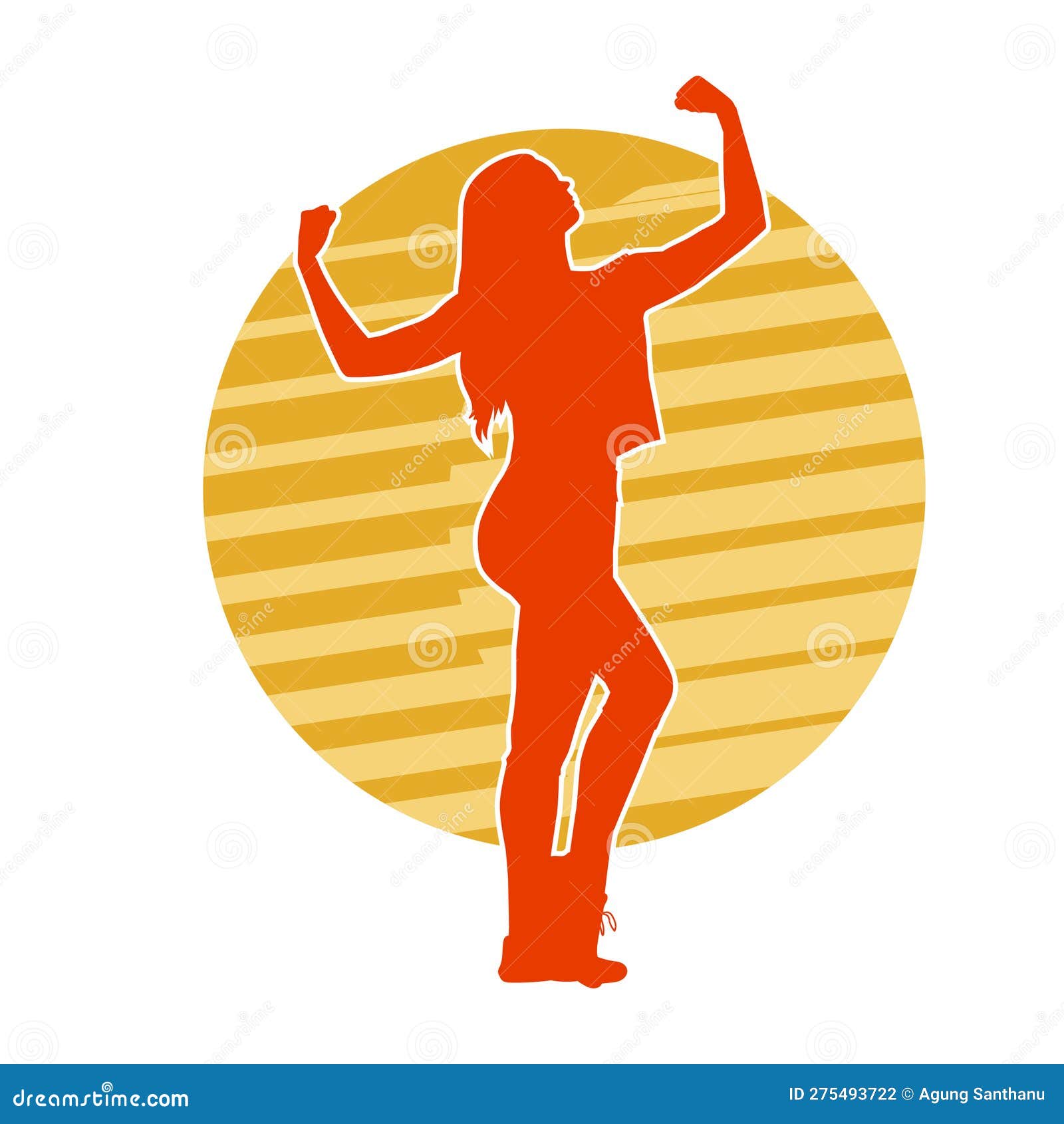 Silhouette of a Sporty Slim Female Showing Healthy Arm Muscle and Body ...