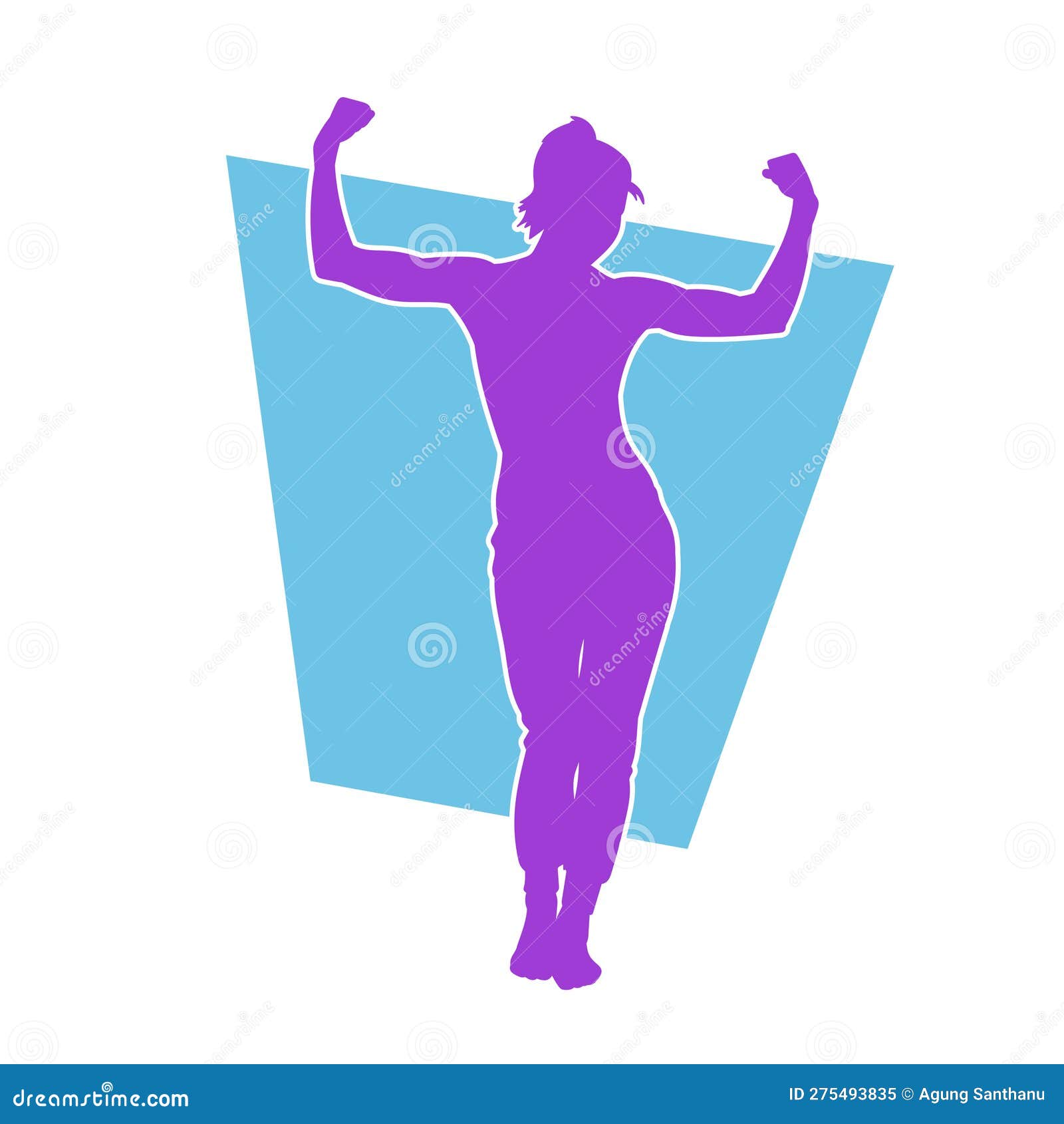 Silhouette of a Sporty Slim Female Showing Healthy Arm Muscle and Body ...