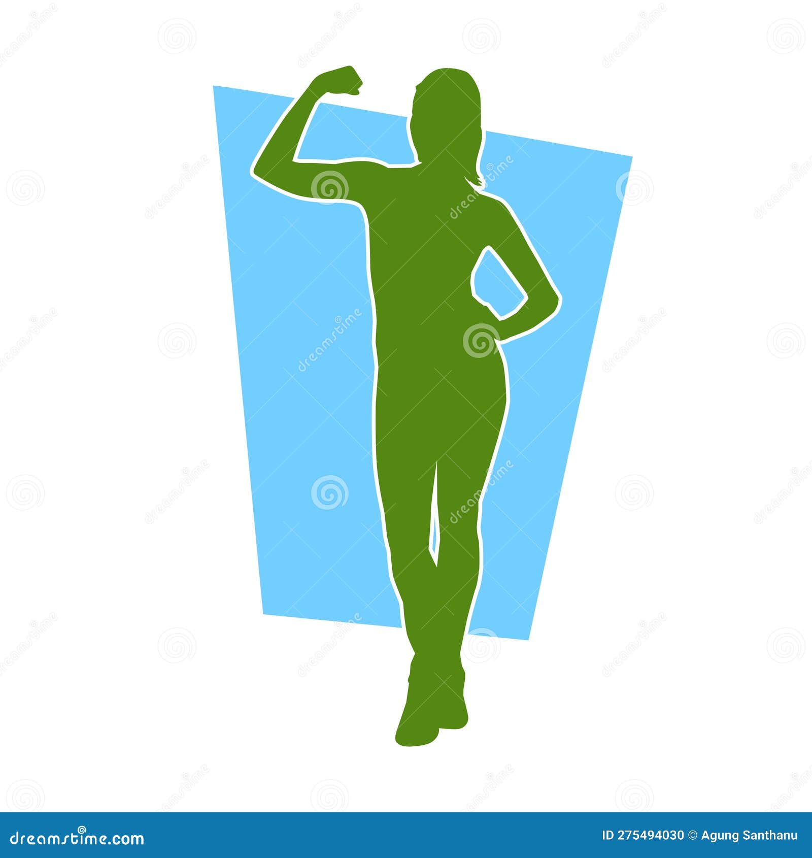 Silhouette of a Sporty Slim Female Showing Healthy Arm Muscle and Body ...