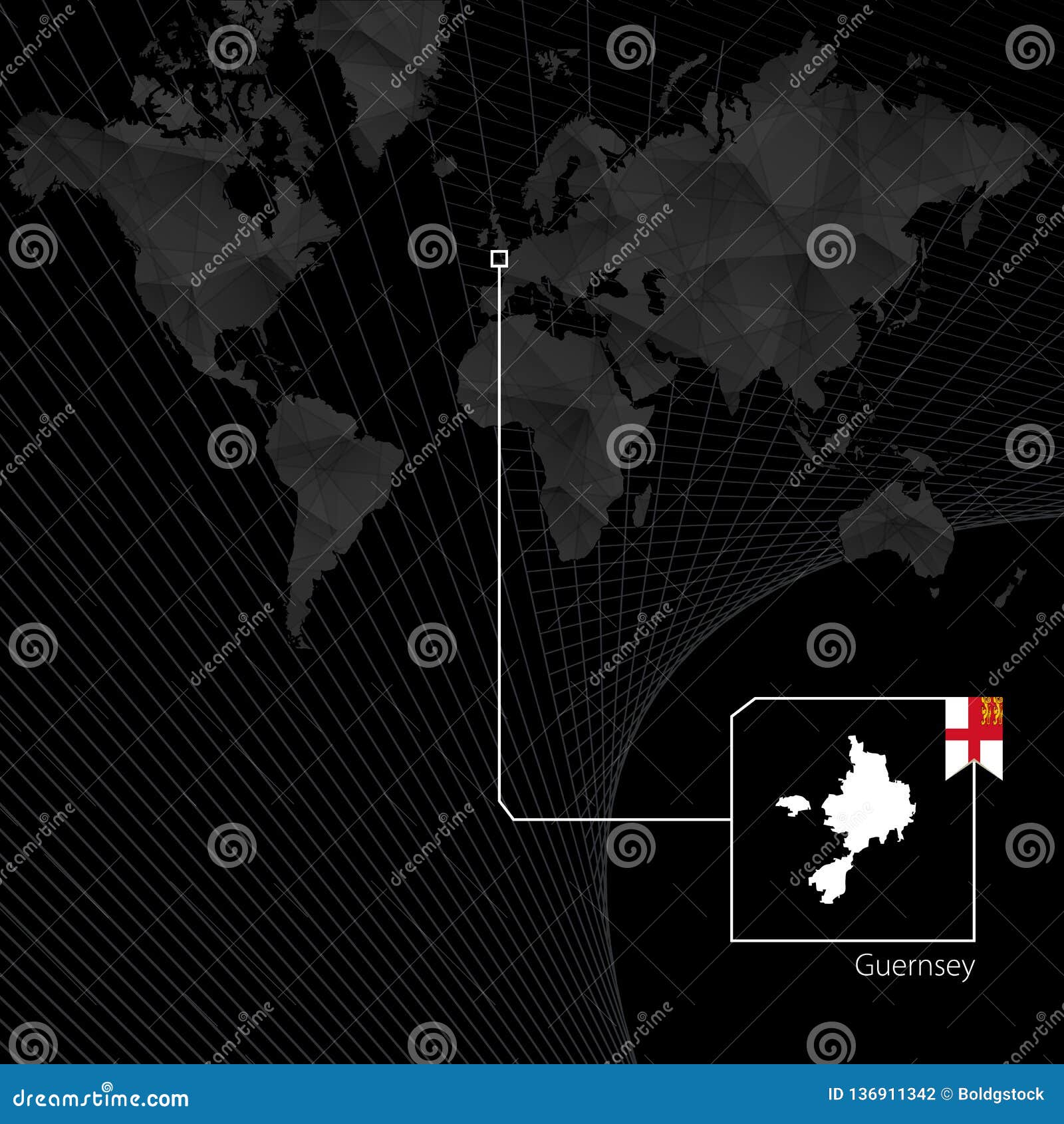 Sark on Black World Map. Map and Flag of Sark Stock Vector ...