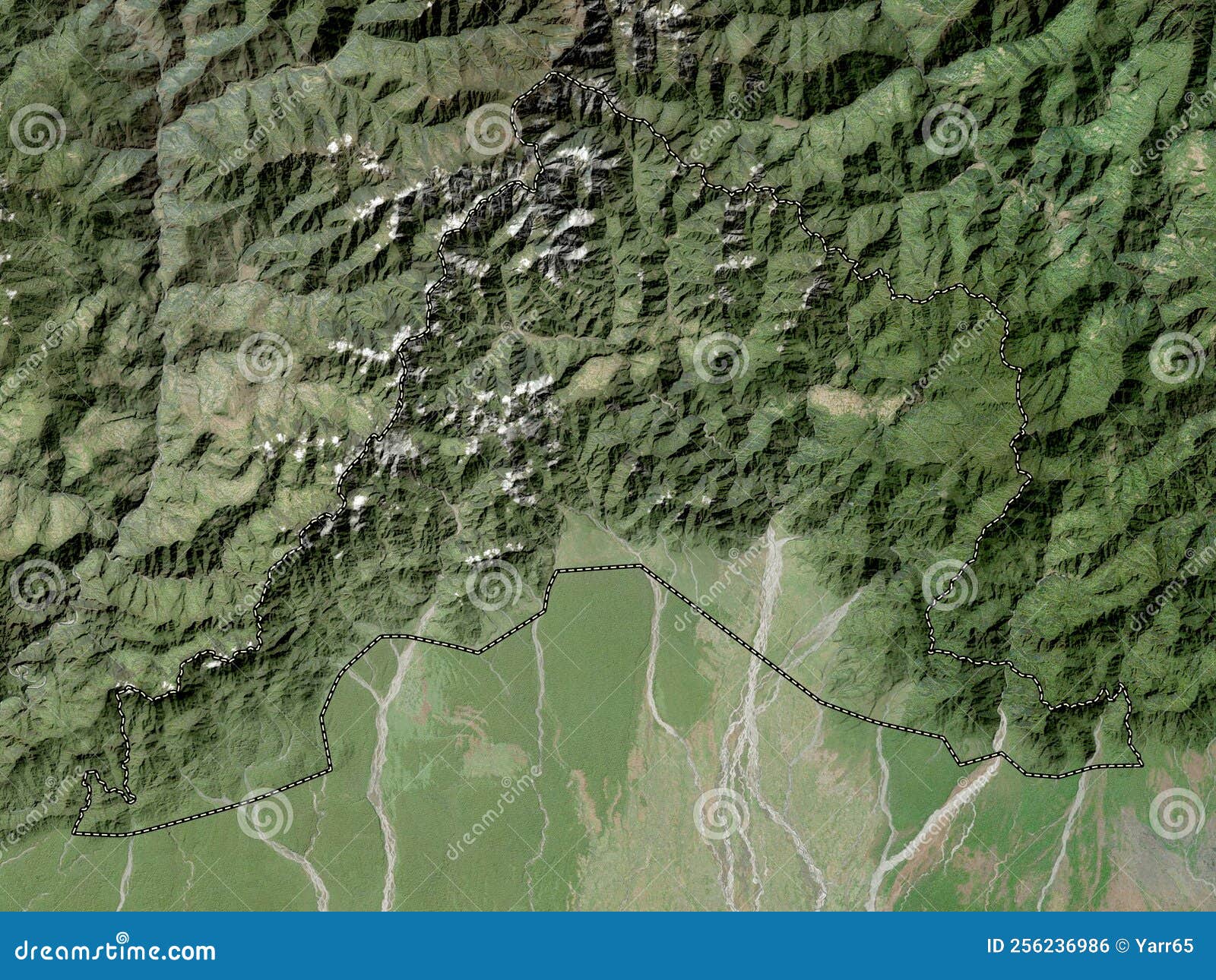 Sarpang, Bhutan. High-res Satellite. No Legend Stock Illustration ...