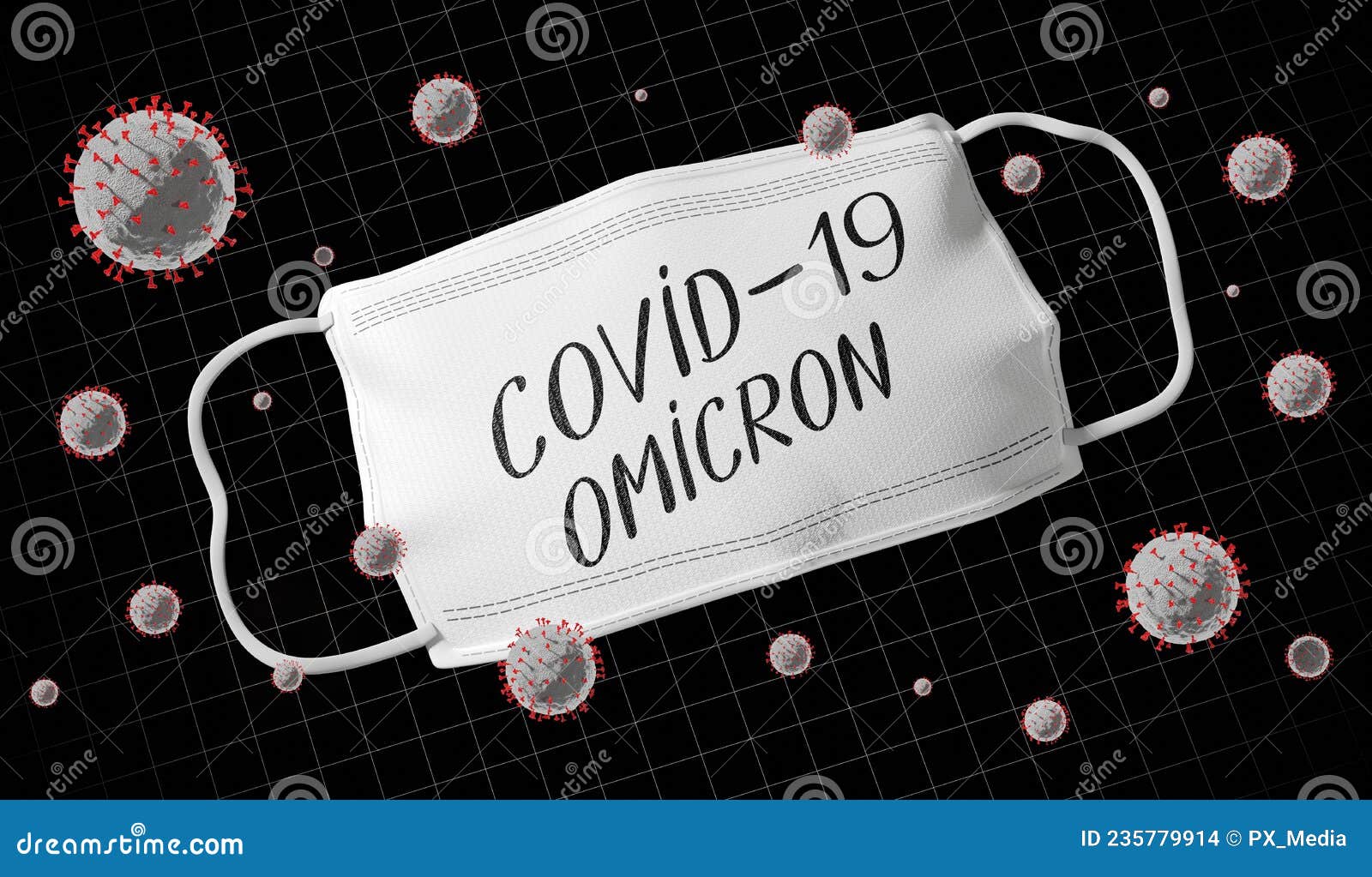 SARS-CoV-2, Covid-19, Omicron Variant Concept, Face Mask Stock ...