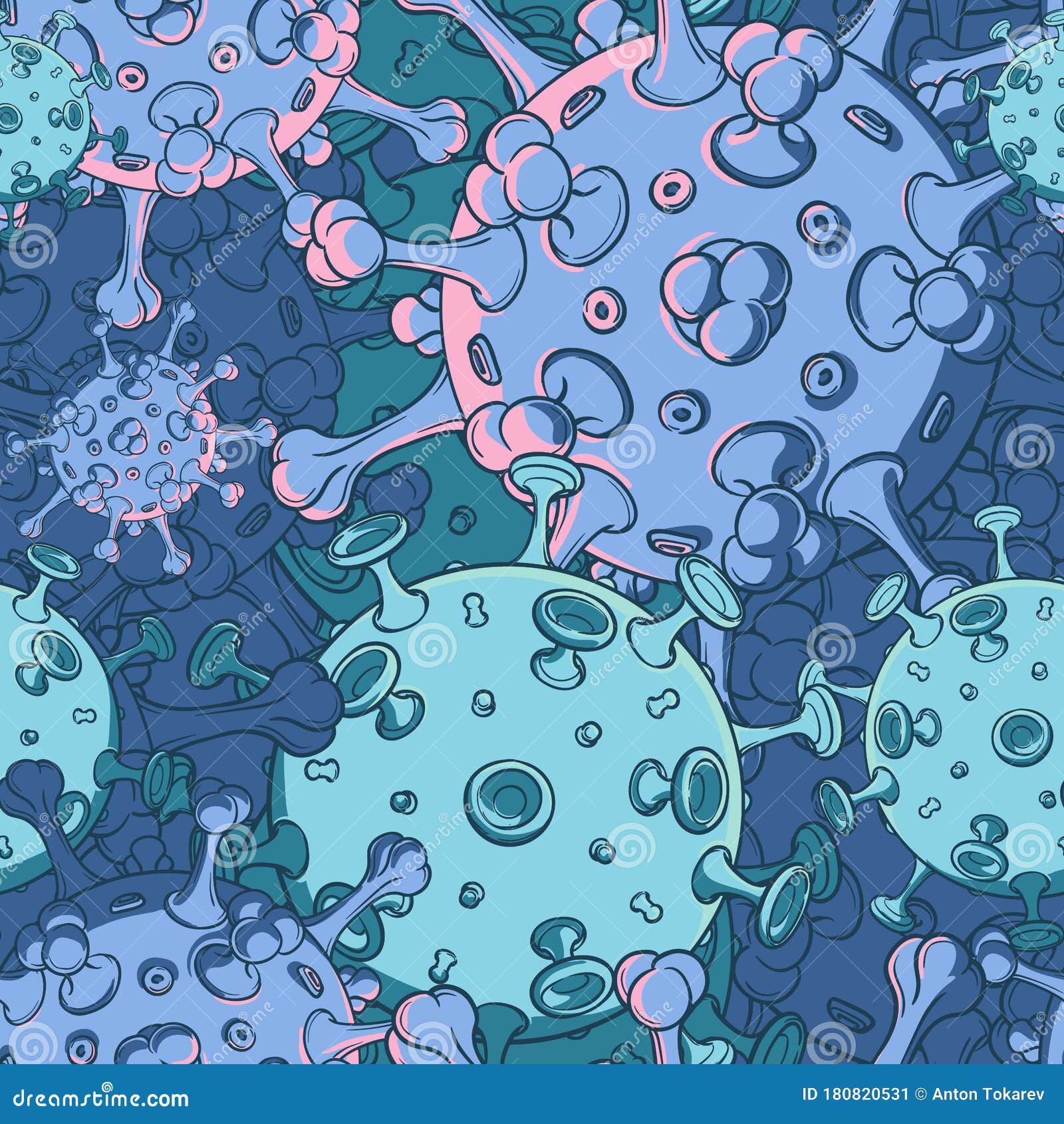 SARS-CoV-2 Seamless Pattern With Irregular And Asymmetric Elements ...