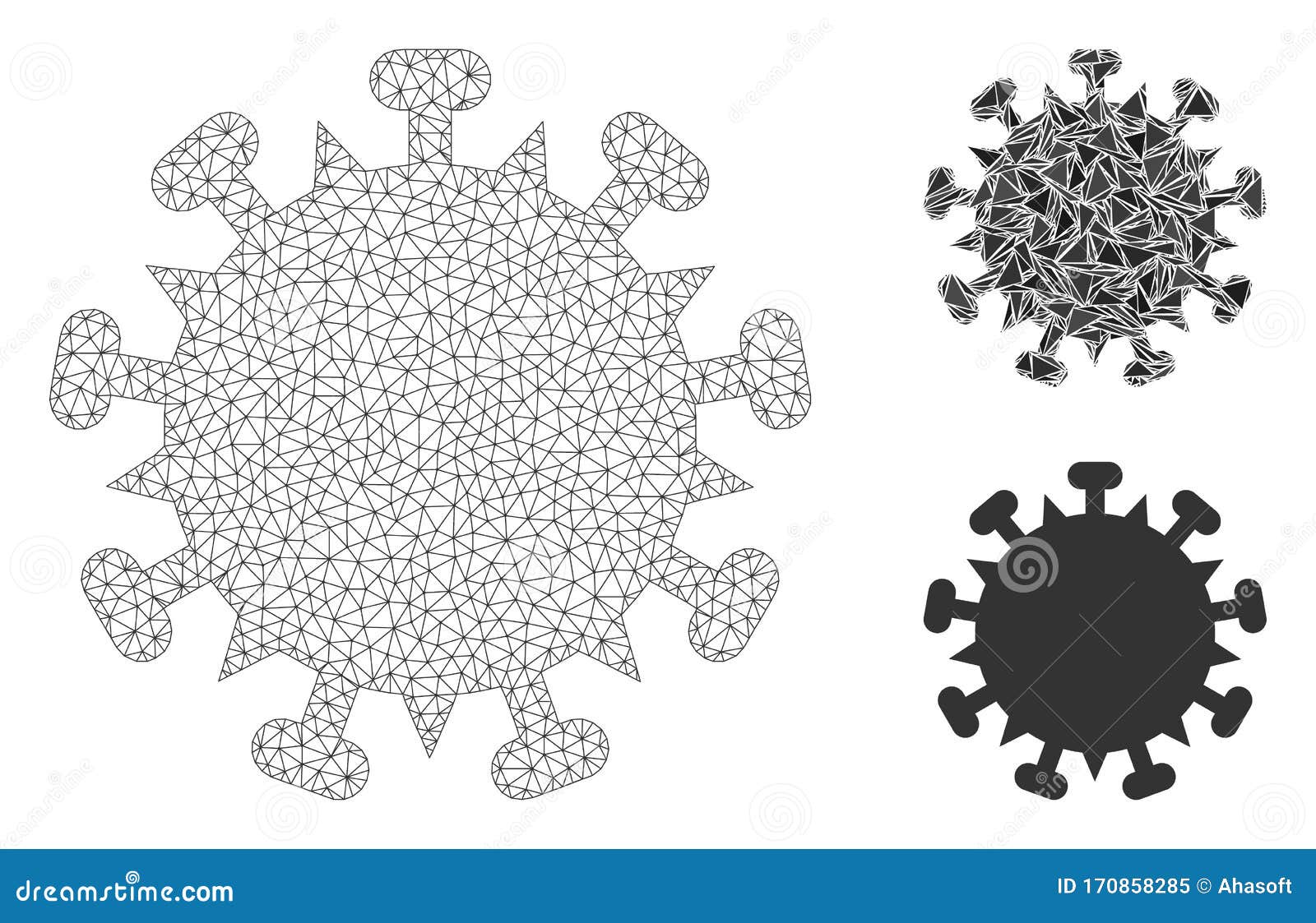 SARS Virus Vector Mesh Wire Frame Model and Triangle Mosaic Icon Stock ...