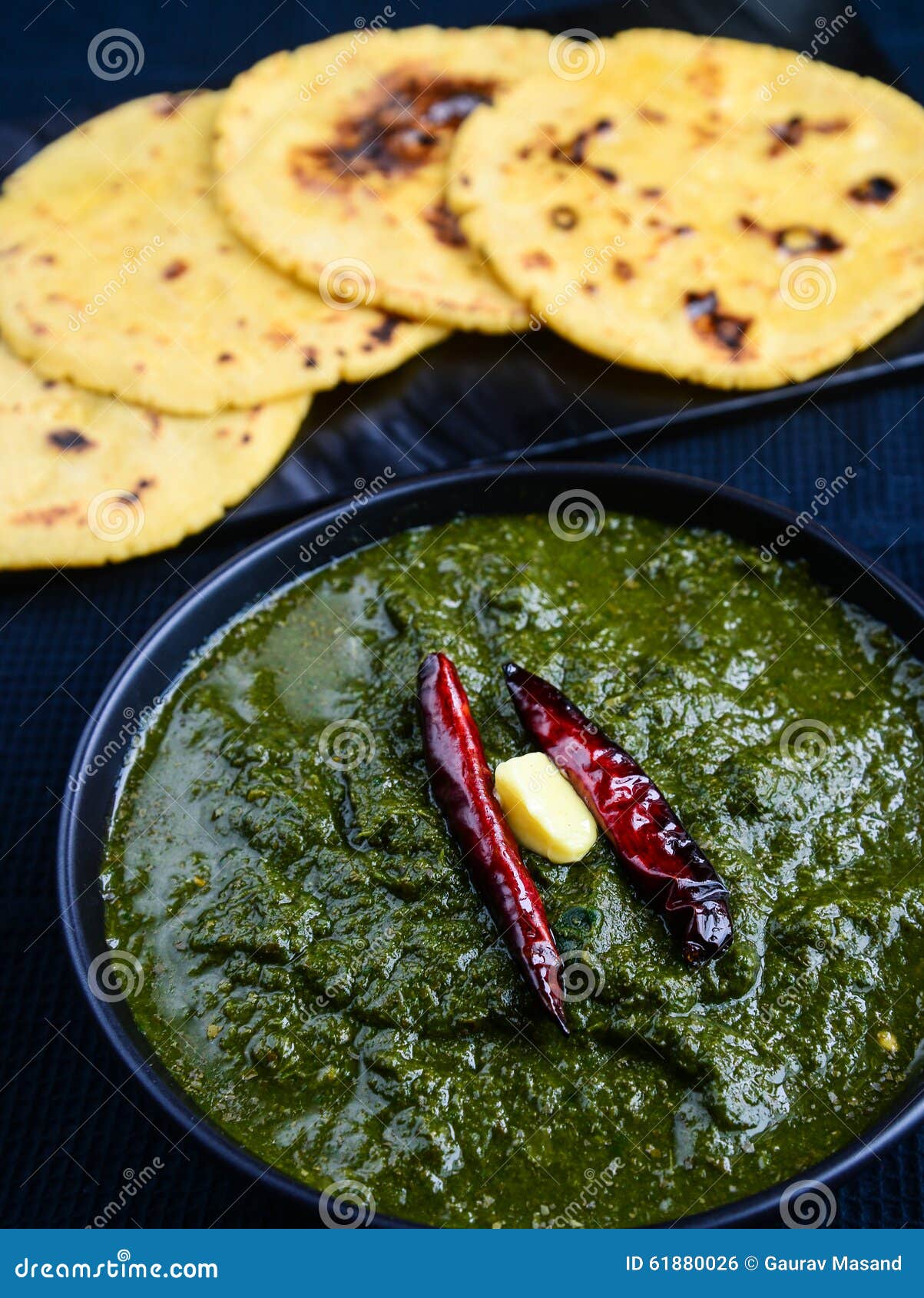 Sarson da saag stock photo. Image of bread, flat, greens - 61880026