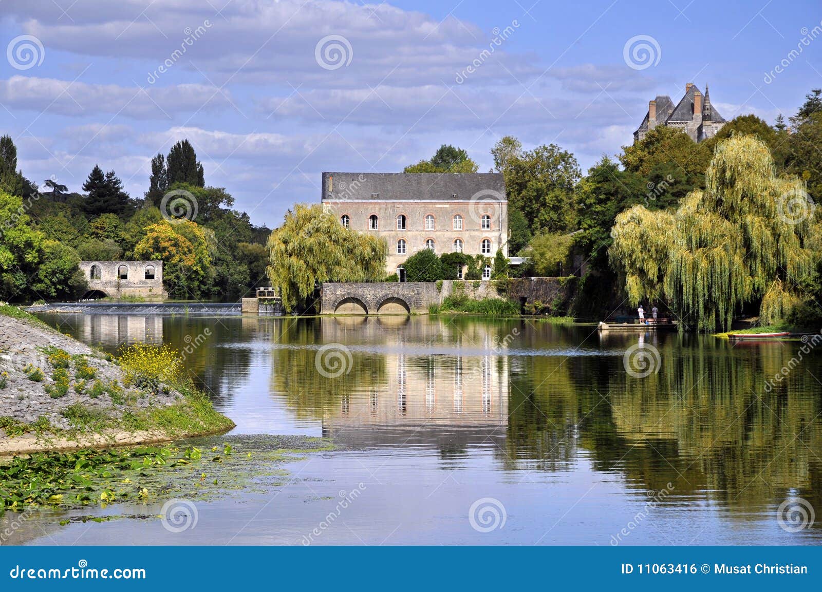 Sarthe river in France stock photo. Image of willow, blue - 11063416