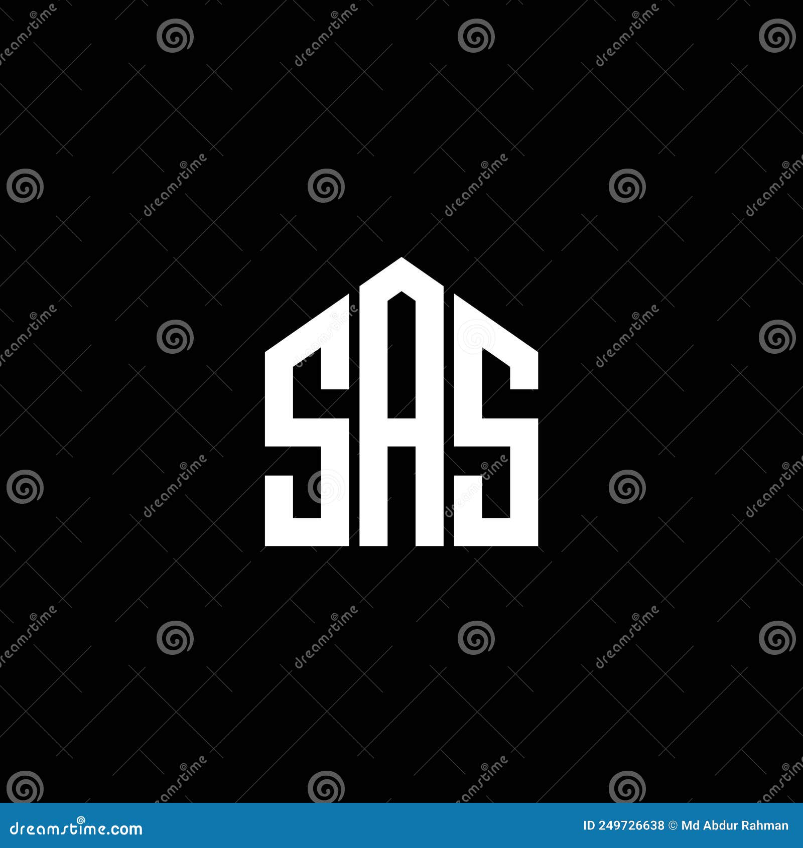 SAS Letter Logo Design on BLACK Background. SAS Creative Initials ...
