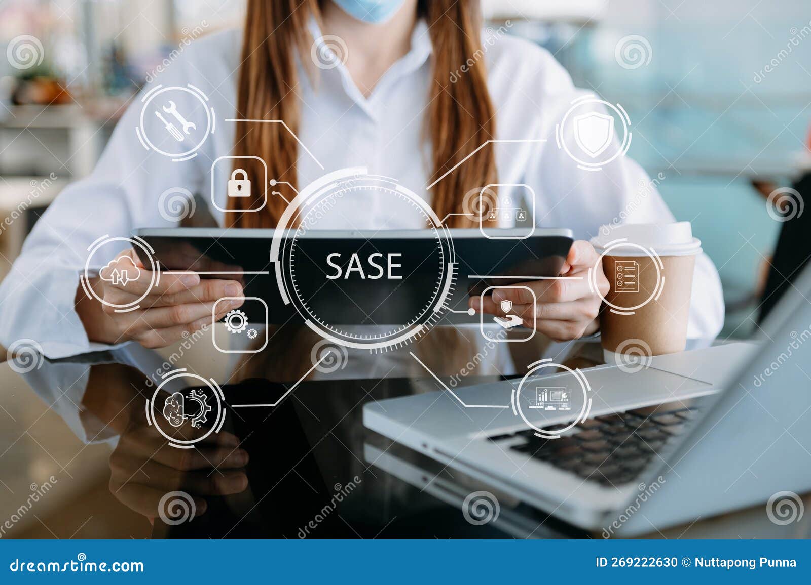 SASE Secure Access Service Edge Concept Hand Touching Secure Access ...