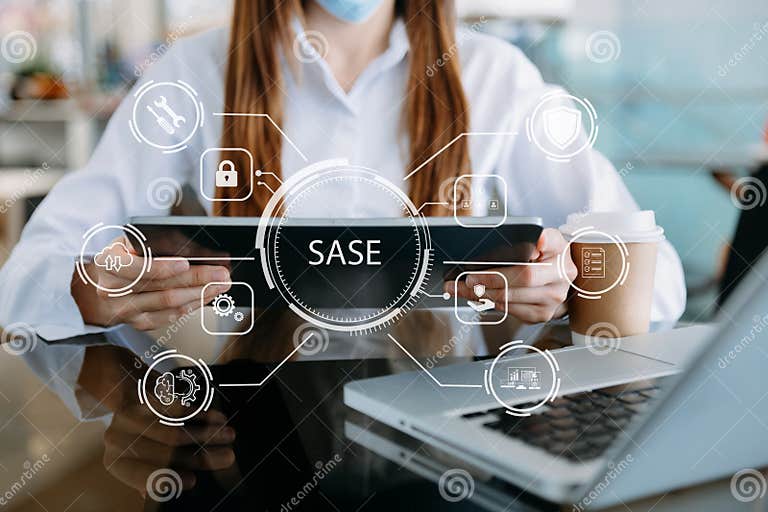 SASE Secure Access Service Edge Concept Hand Touching Secure Access ...