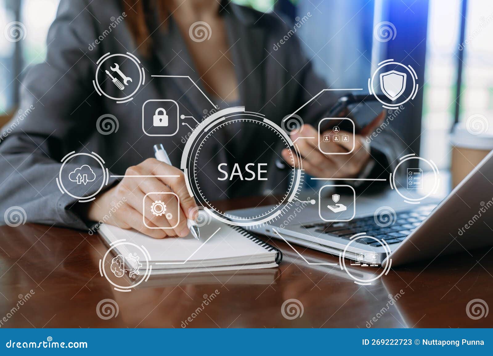 SASE Secure Access Service Edge Concept Hand Touching Secure Access ...