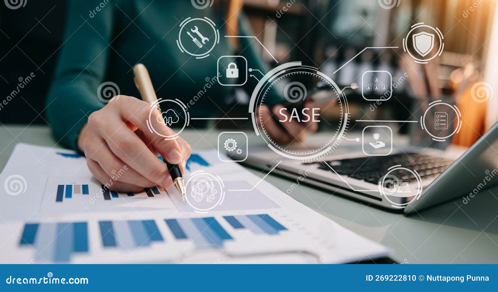 SASE Secure Access Service Edge Concept Hand Touching Secure Access ...