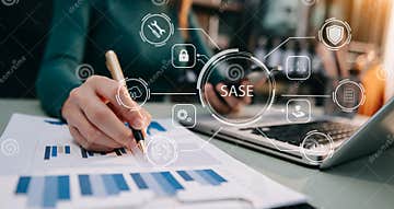 SASE Secure Access Service Edge Concept Hand Touching Secure Access ...