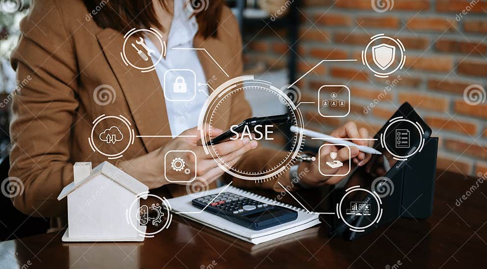 SASE Secure Access Service Edge Concept Hand Touching Secure Access ...